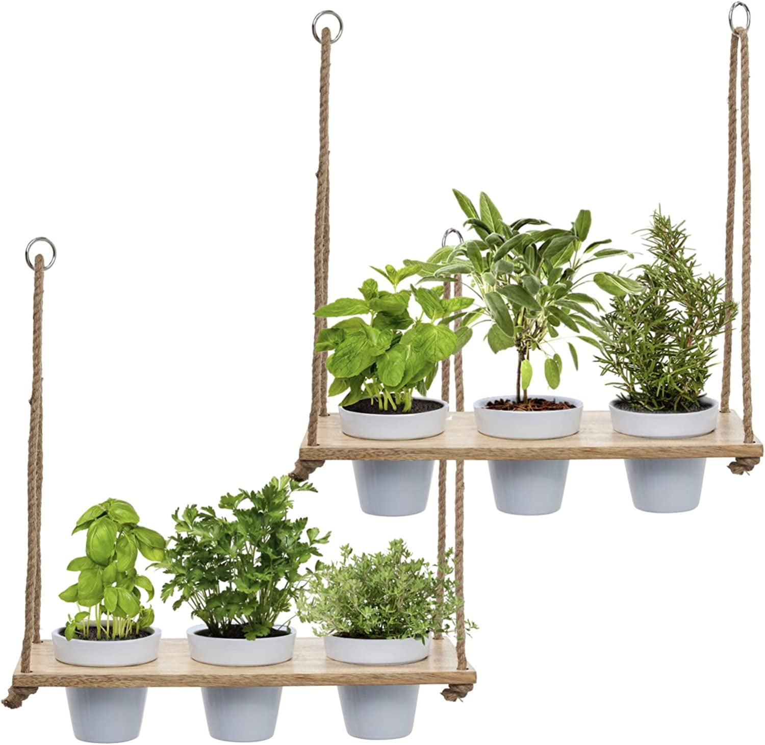 kimisty, 2 Tiered Vertical Planter Shelf - Wall Hanging Herb Garden ...