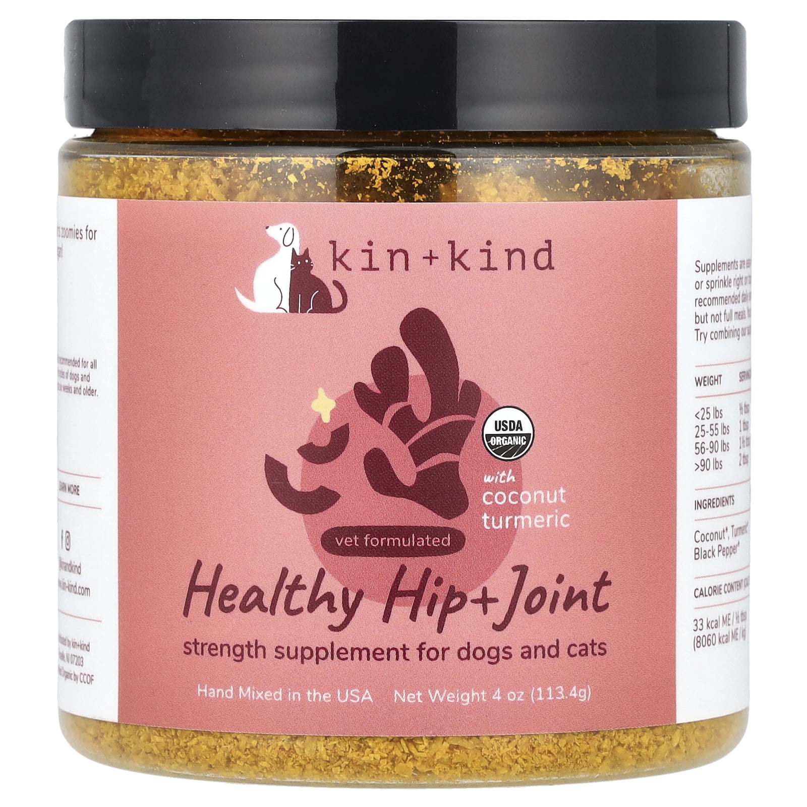 kin+kind Organic Hip & Joint Supplement for Dogs & Cats - Vet ...