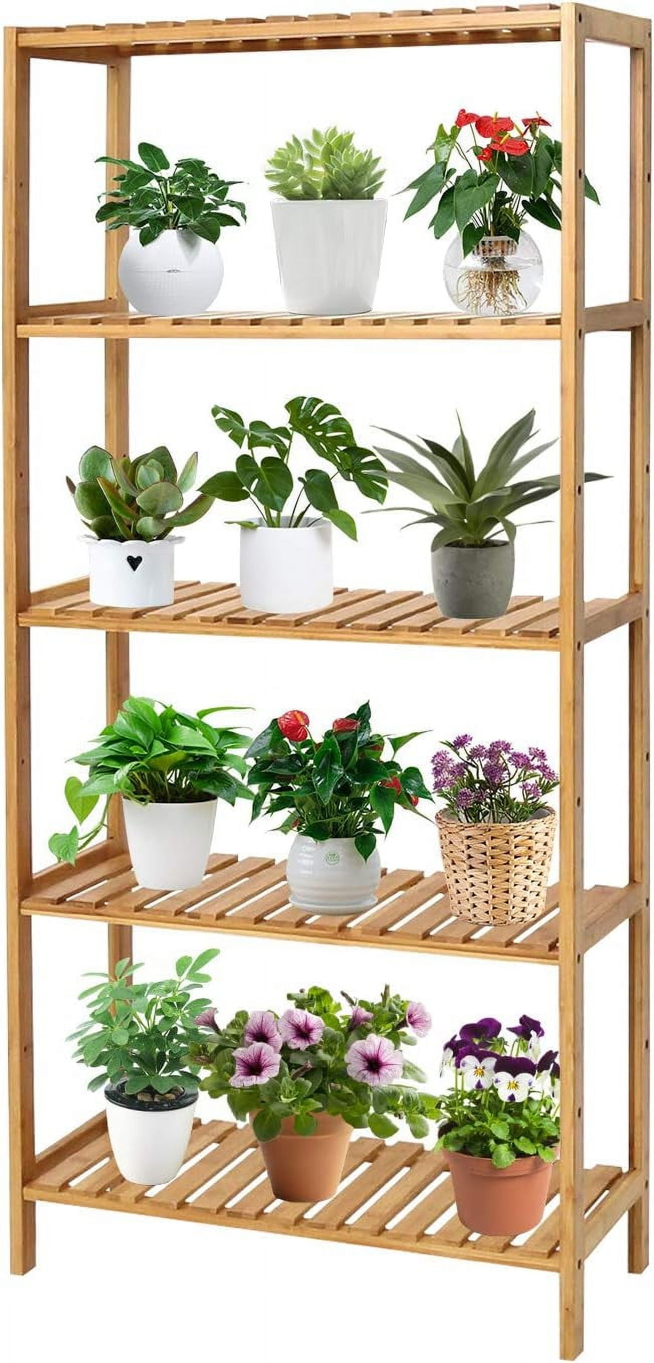 kinbor 5 Tier Stand, Flower Stand, Bamboo Utility Stand Rack for ...