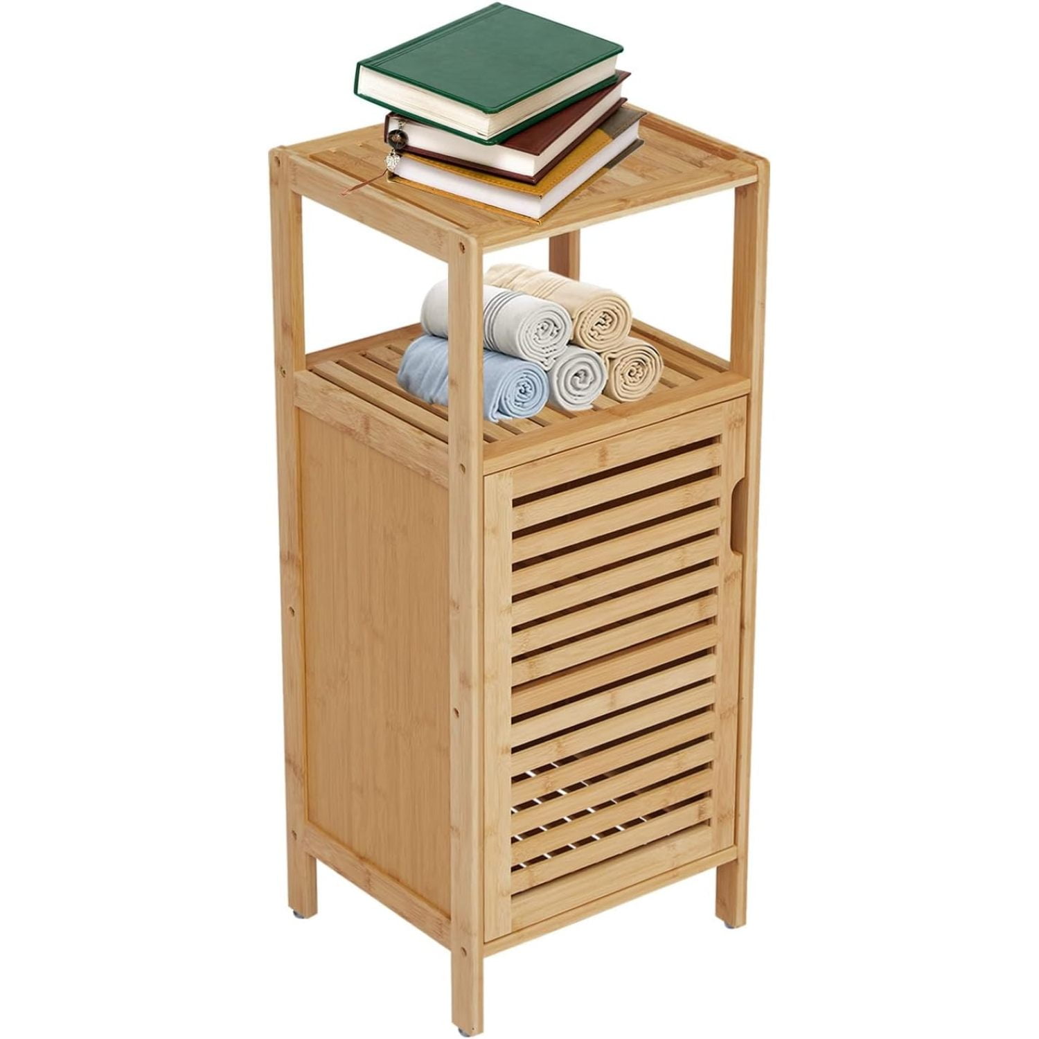 kinbor Bamboo Bathroom Cabinet Storage Cabinet with Single Door ...