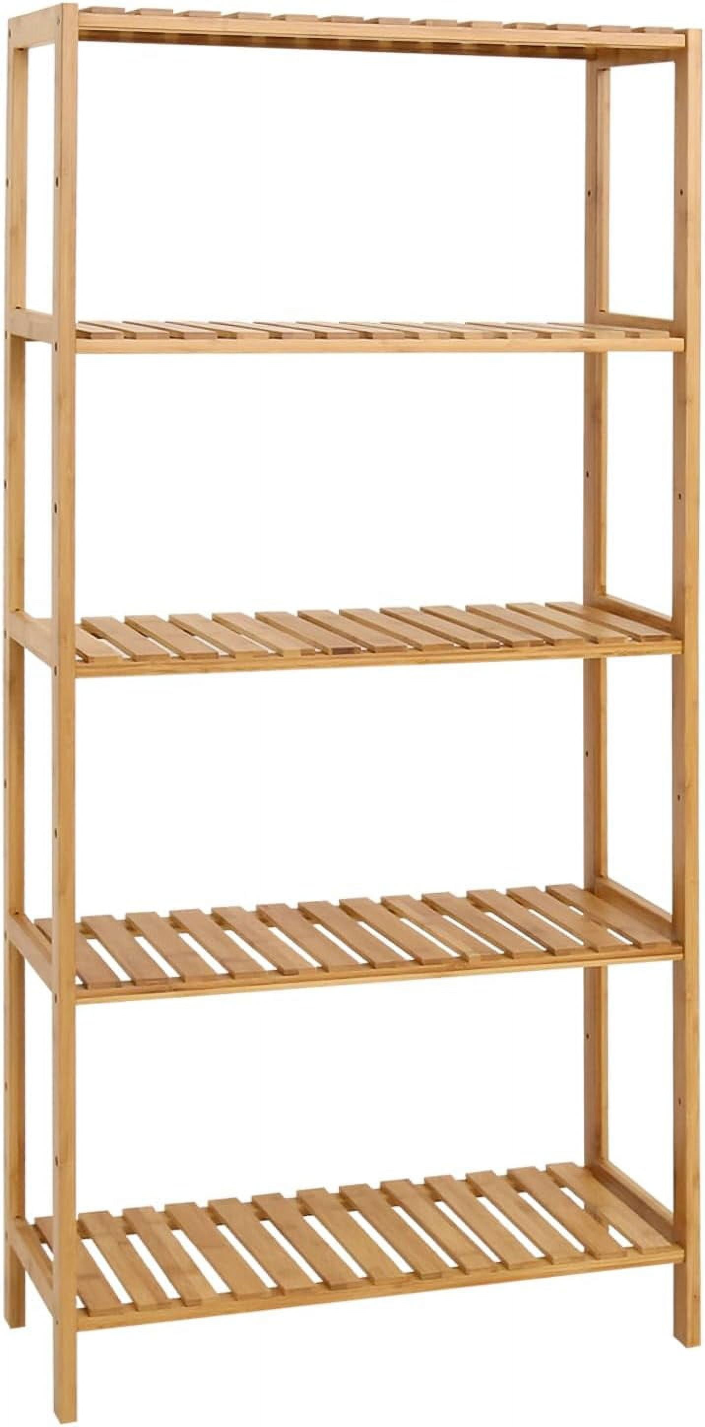 kinbor Bamboo Shelf - 5 Tier Bathroom Shelves, Adjustable Bamboo ...