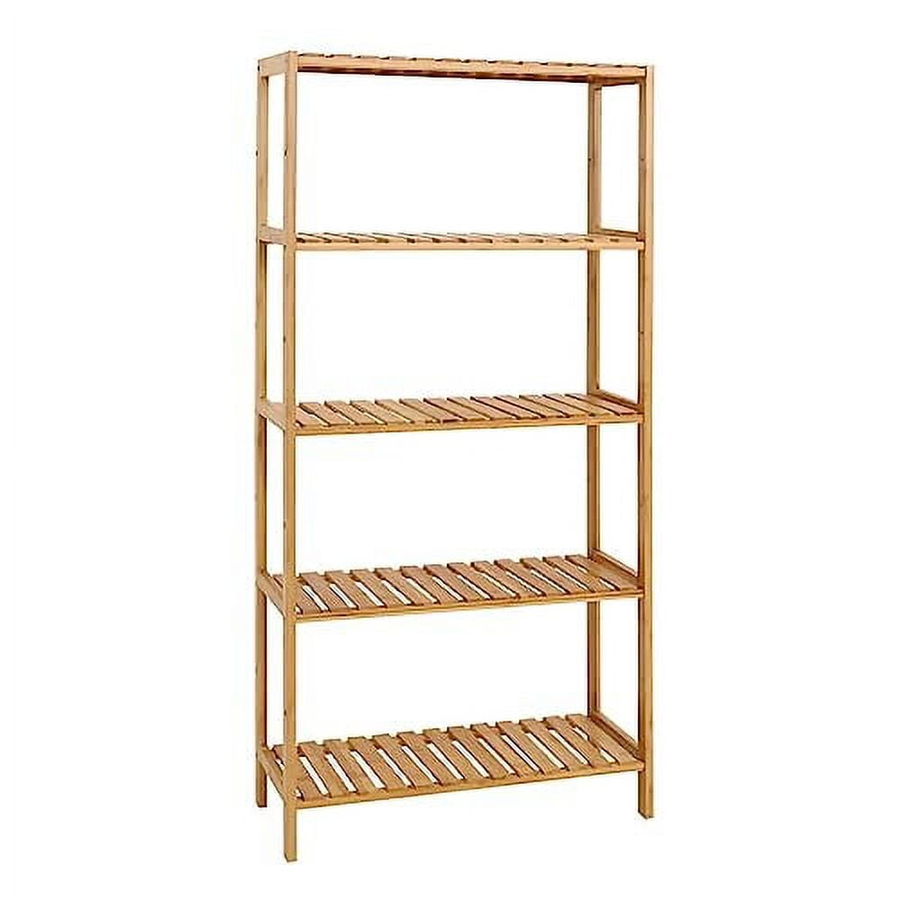 kinbor Bamboo Shelf - 5 Tier Bathroom Shelves, Adjustable Bamboo ...
