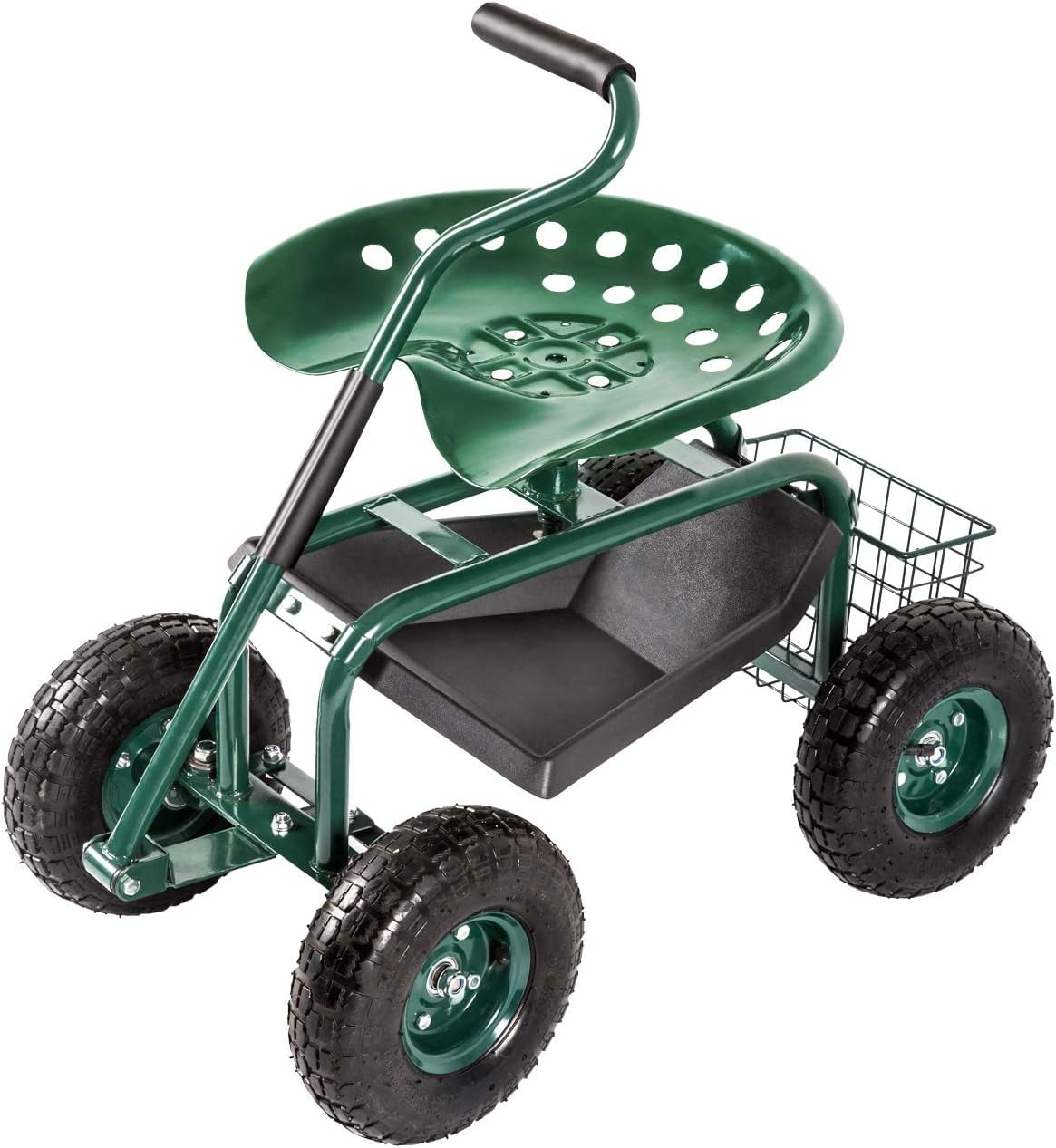 kinbor Garden Scooter - Garden Seat with Wheels, Rolling Gardening Cart ...