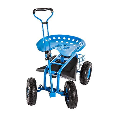 kinbor Garden Stool Cart Work Seat Rolling Scooter with Tool Tray ...