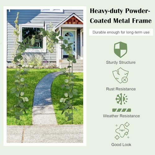 kinbor Metal Garden Arch Trellis - Tall Metal Arch Arbor, Wedding ...