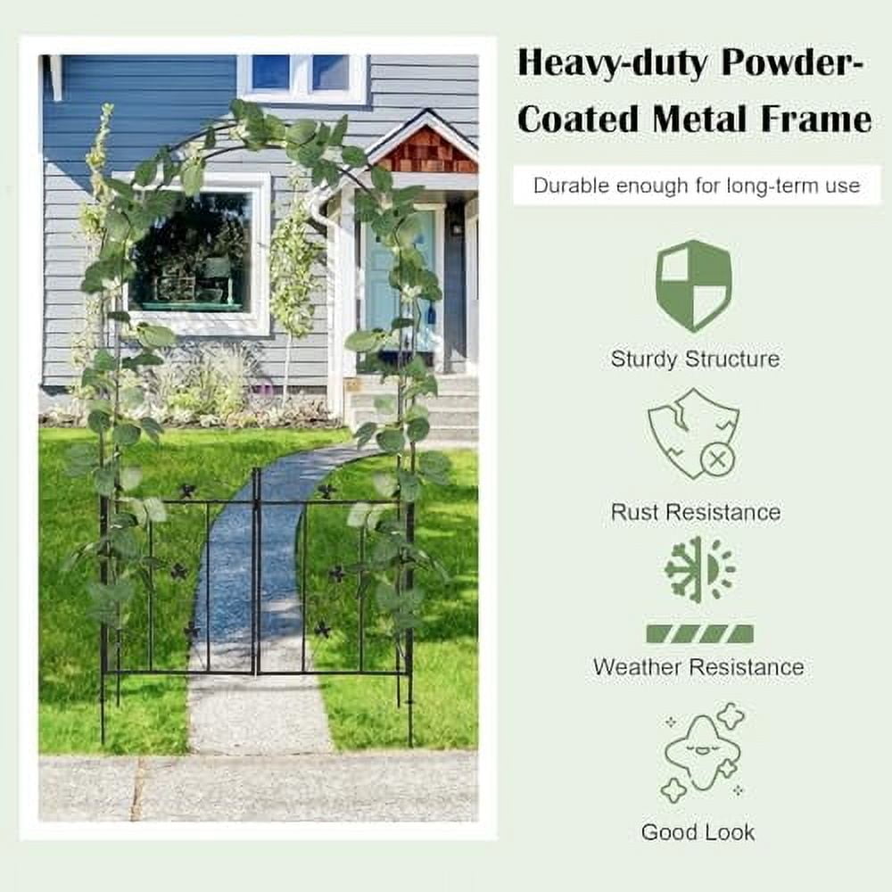 kinbor Outdoor Garden Arch with Gate - Metal Arbor Trellis Garden ...