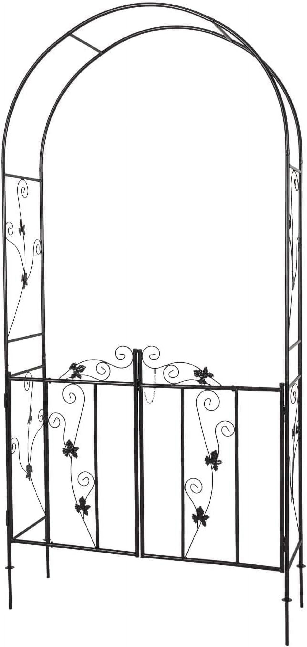 kinbor Outdoor Garden Arch with Gate - Metal Arbor Trellis Garden ...