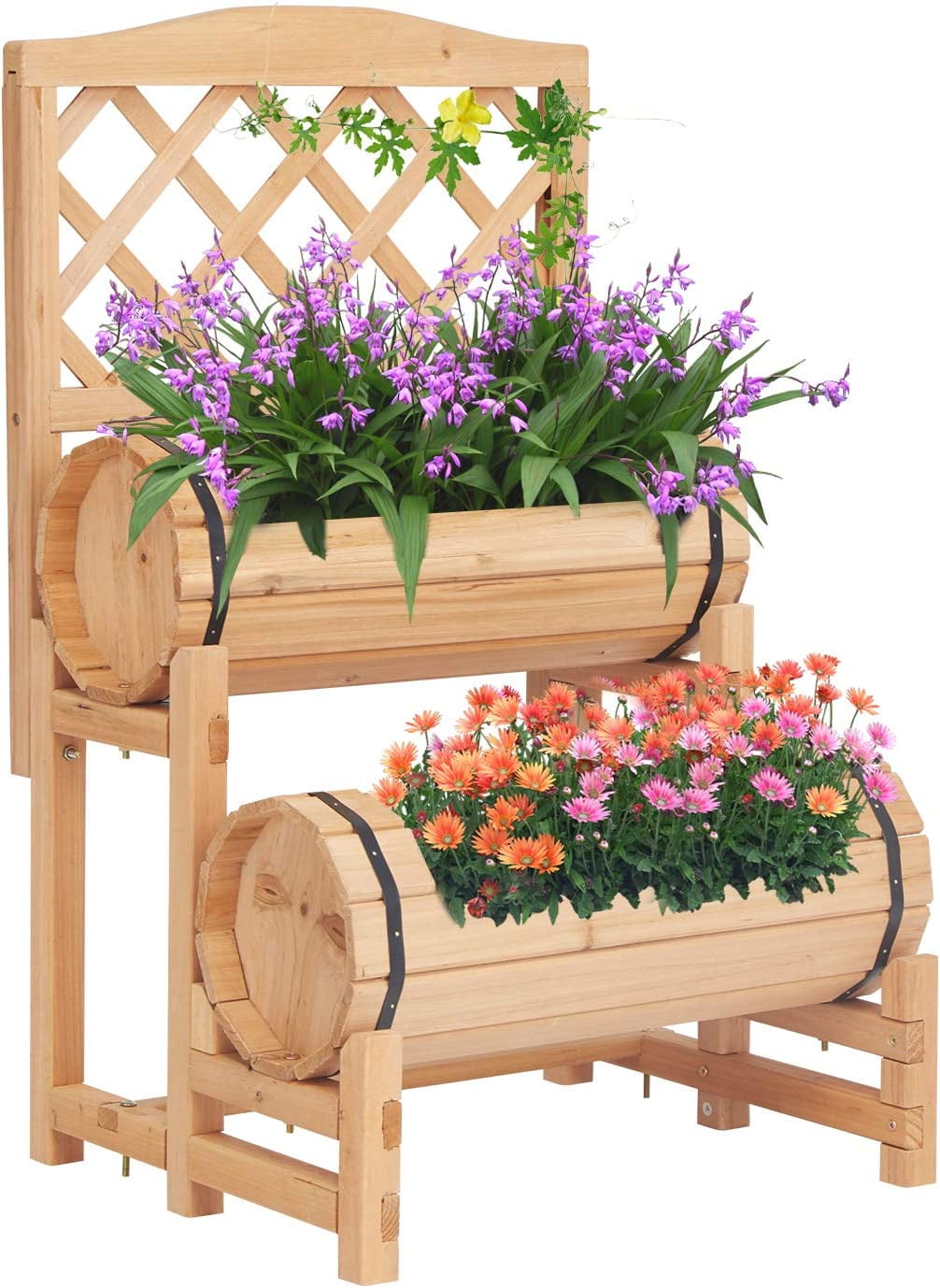 kinbor Outdoor Wood Raised Garden Bed, Raised Planter Box, Planter with ...
