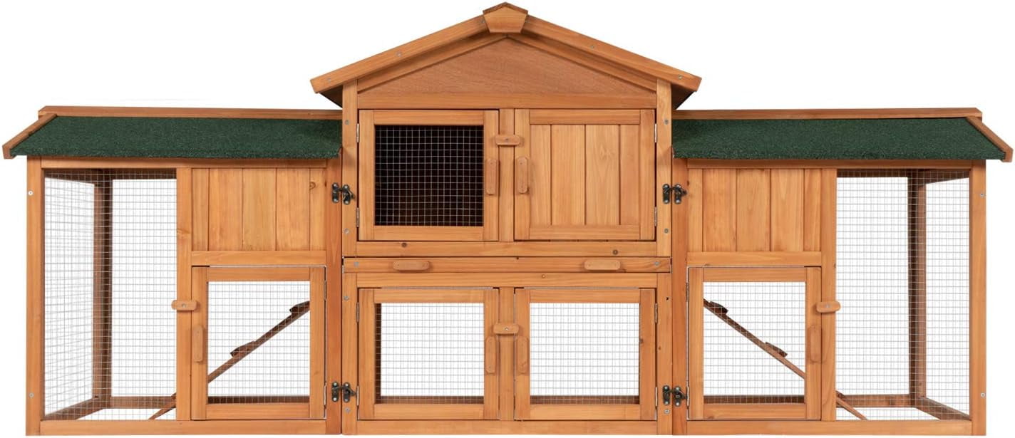 kinbor Wooden Hutch for Rabbits Rabbit Hutch Indoor Rabbit Cage Outdoor ...