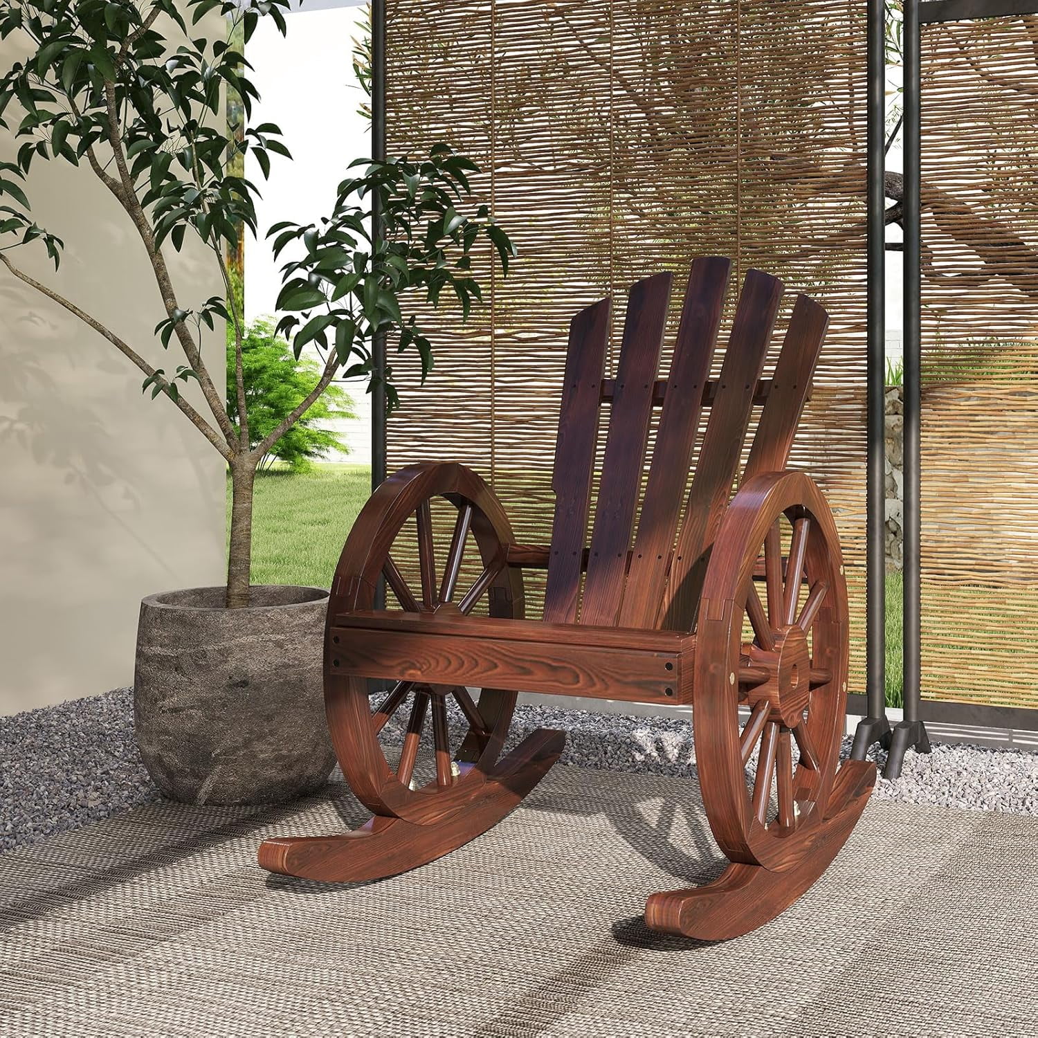 kinbor Wooden Outdoor Rocking Chair - Outdoor Rocker Chair Porch Patio ...