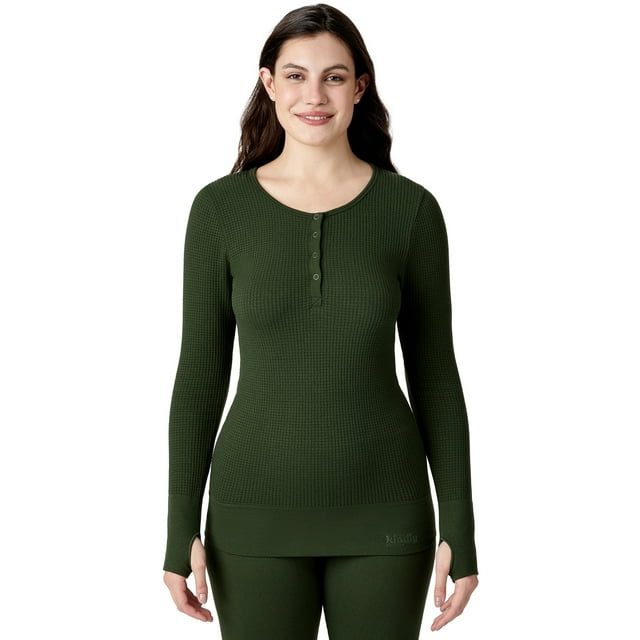 kindly yours Women's Sustainable Seamless Thermal Henley - Walmart.com