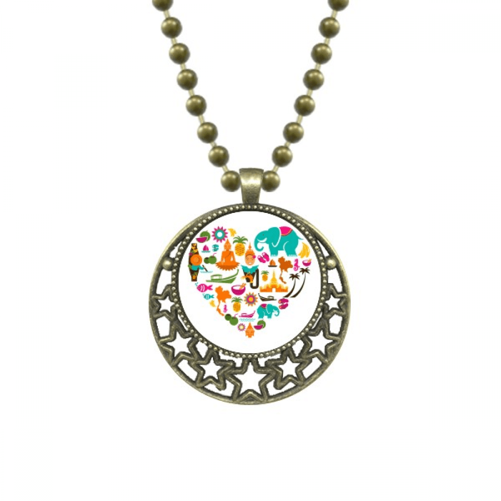 kingdom of thailand thai traditional pendant star necklmoon chain ...