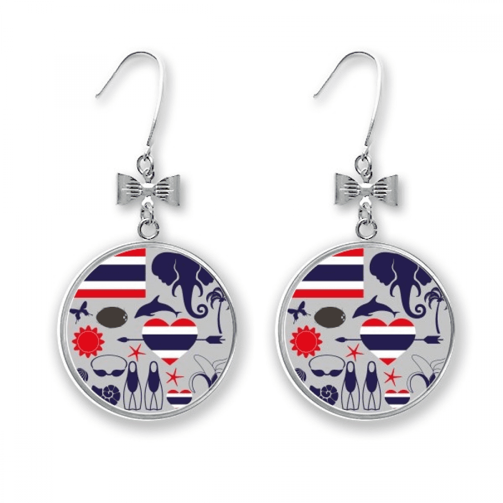 kingdom of thailand traditional bow earrings drop stud pierced hook ...