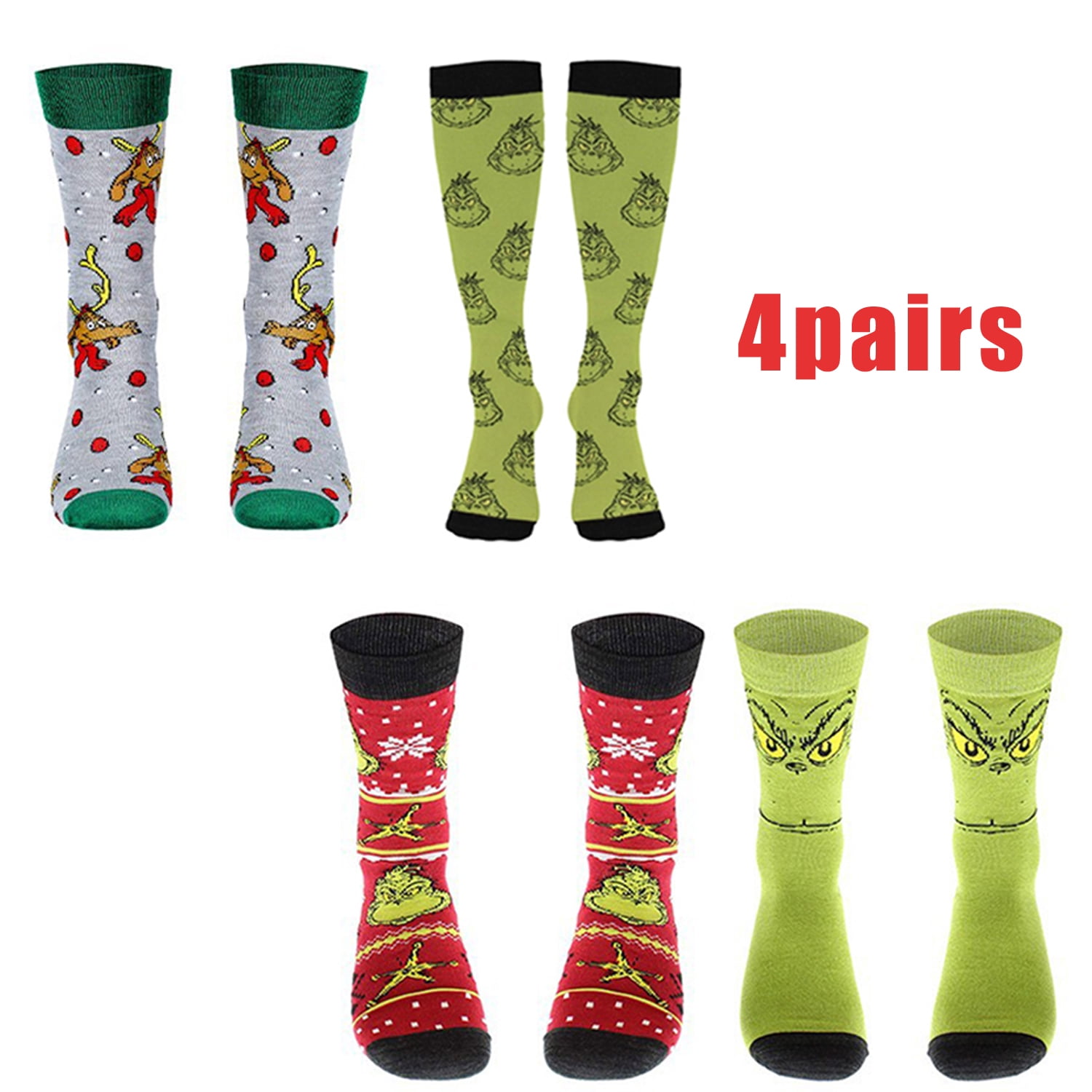 kingque Christmas Grinch Long Socks (Unisex) Breathable & Durable ...