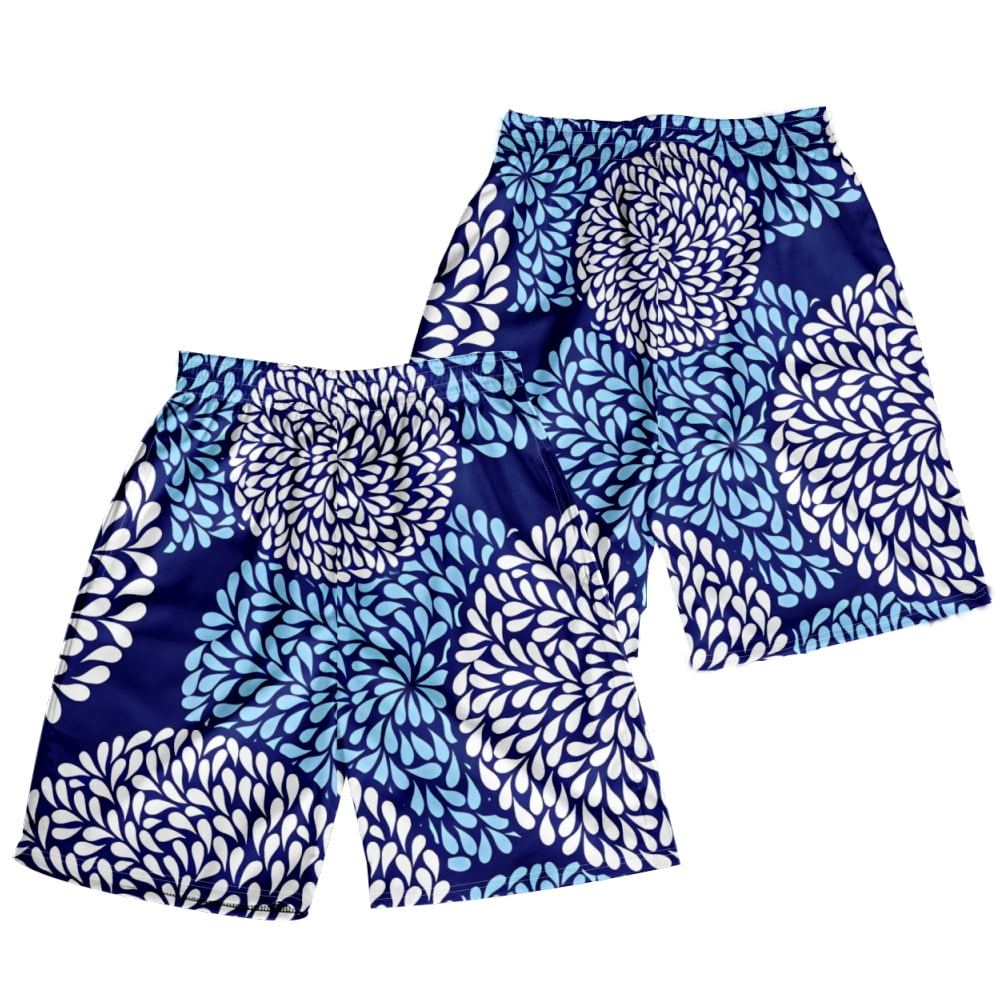 kingque Men Beach Shorts Elastic Waist Bottoms Floral Print Summer ...