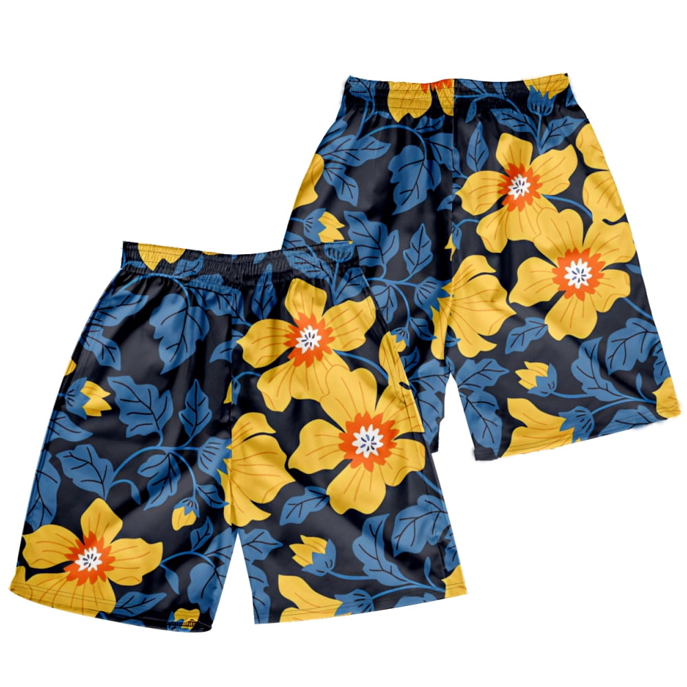 Kingque Mens Spring Summer Casual Floral Hawaiian Beach Tropical Button