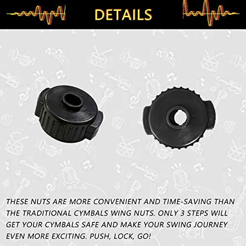 kingsea Black Plastic Cymbal Nuts, 8mm Quick-set Cymbal Nut for ...