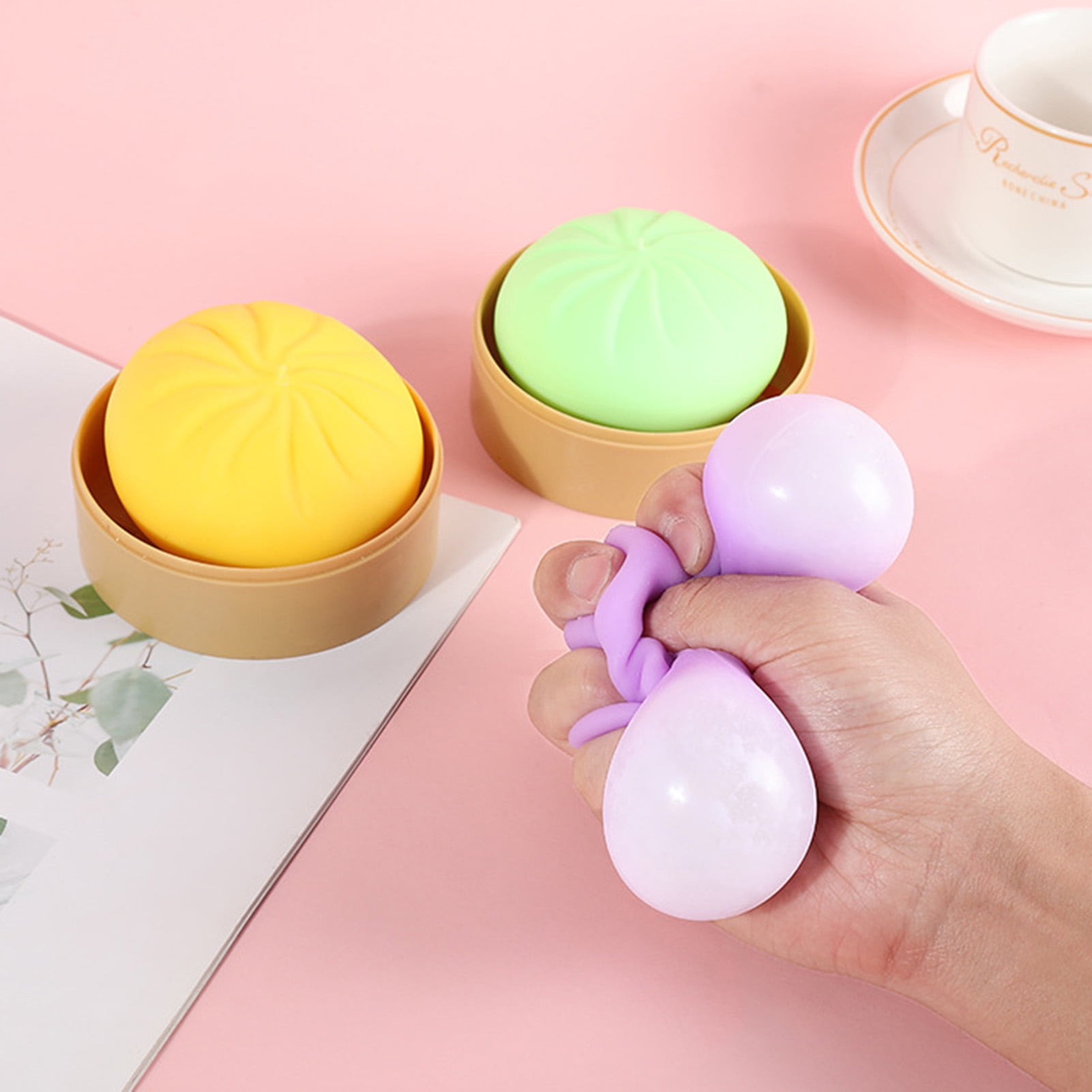 kiskick 1 Set Simulation Steamed Stuffed Bun Food Squishes Toy - Soft ...