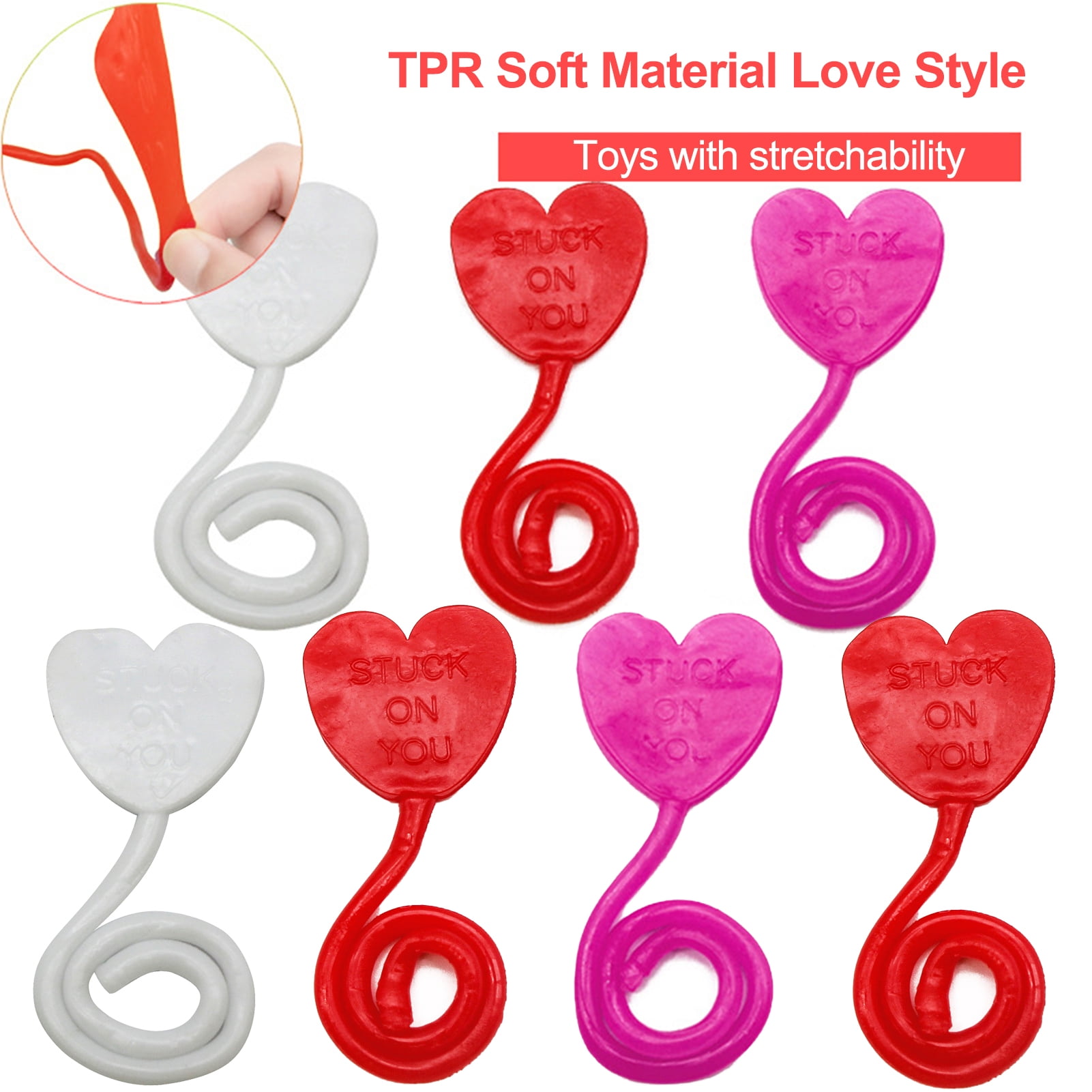 kiskick 10Pcs Stretchy Sticky Toys - Colorful Love Heart Wall Climbing ...