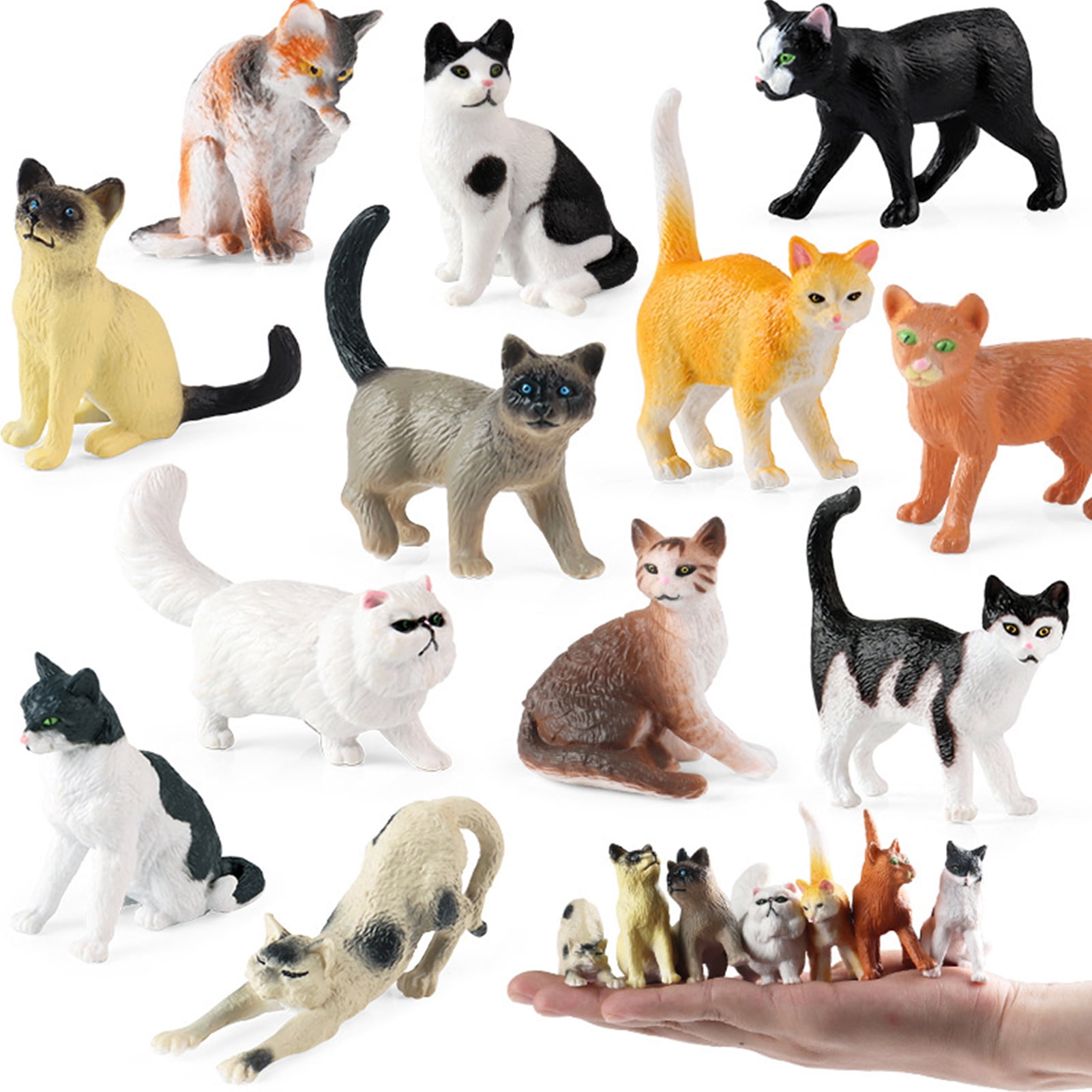 kiskick 12Pcs Simulation Cat/Dog Figurine Realistic Miniature Cute ...