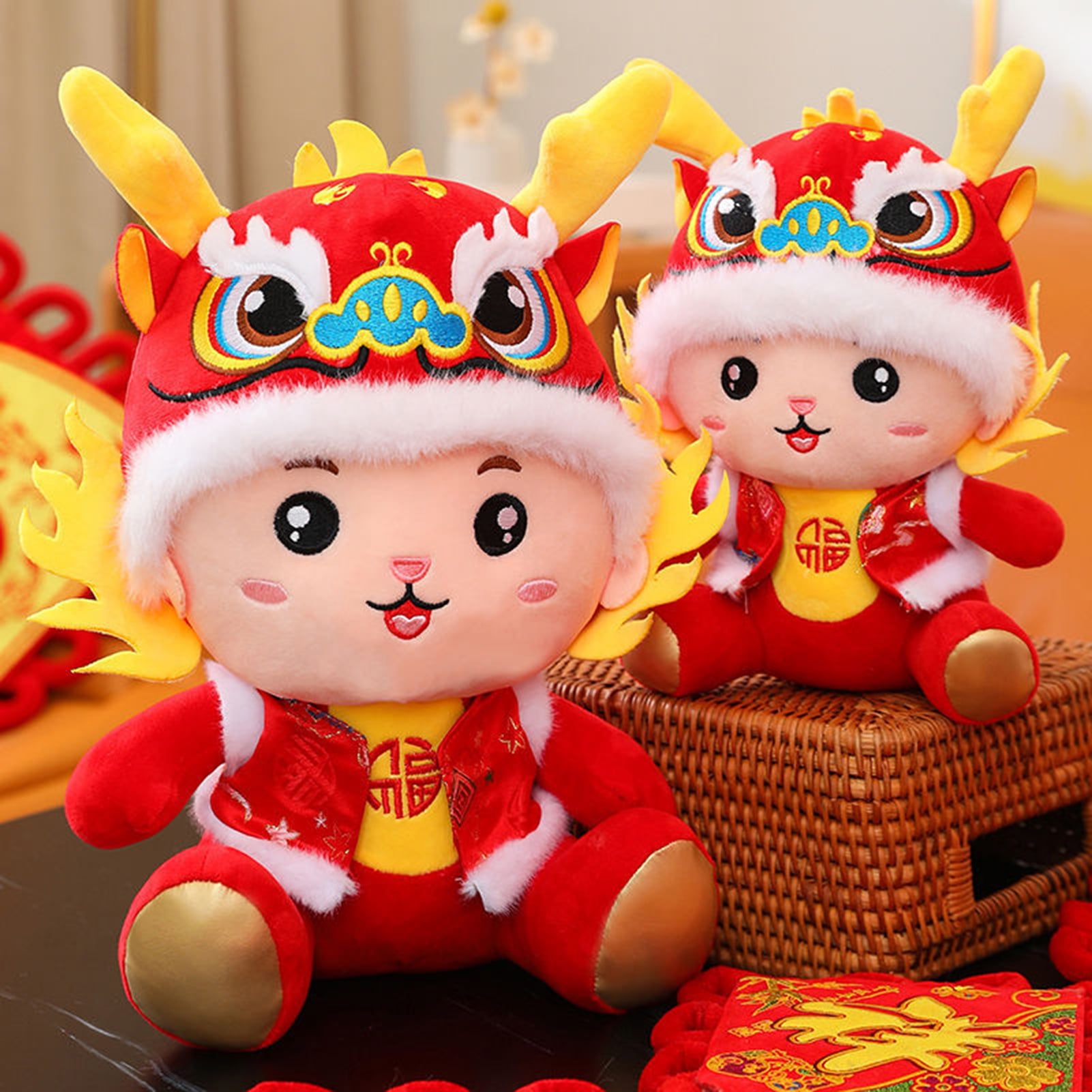 kiskick 2024 Dragon Year Plush Doll Embroidery Sitting Cute, Chinese ...