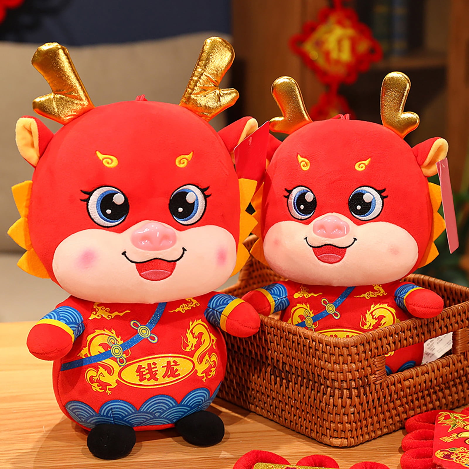 kiskick 2024 New Year Mascot Chinese Zodiac Dragon Plush Toy, Cute God ...