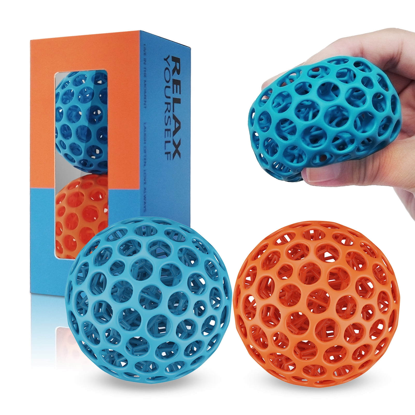 kiskick 2Pcs Hollow Ball Toy - Lightweight Soft Stress Relief ...