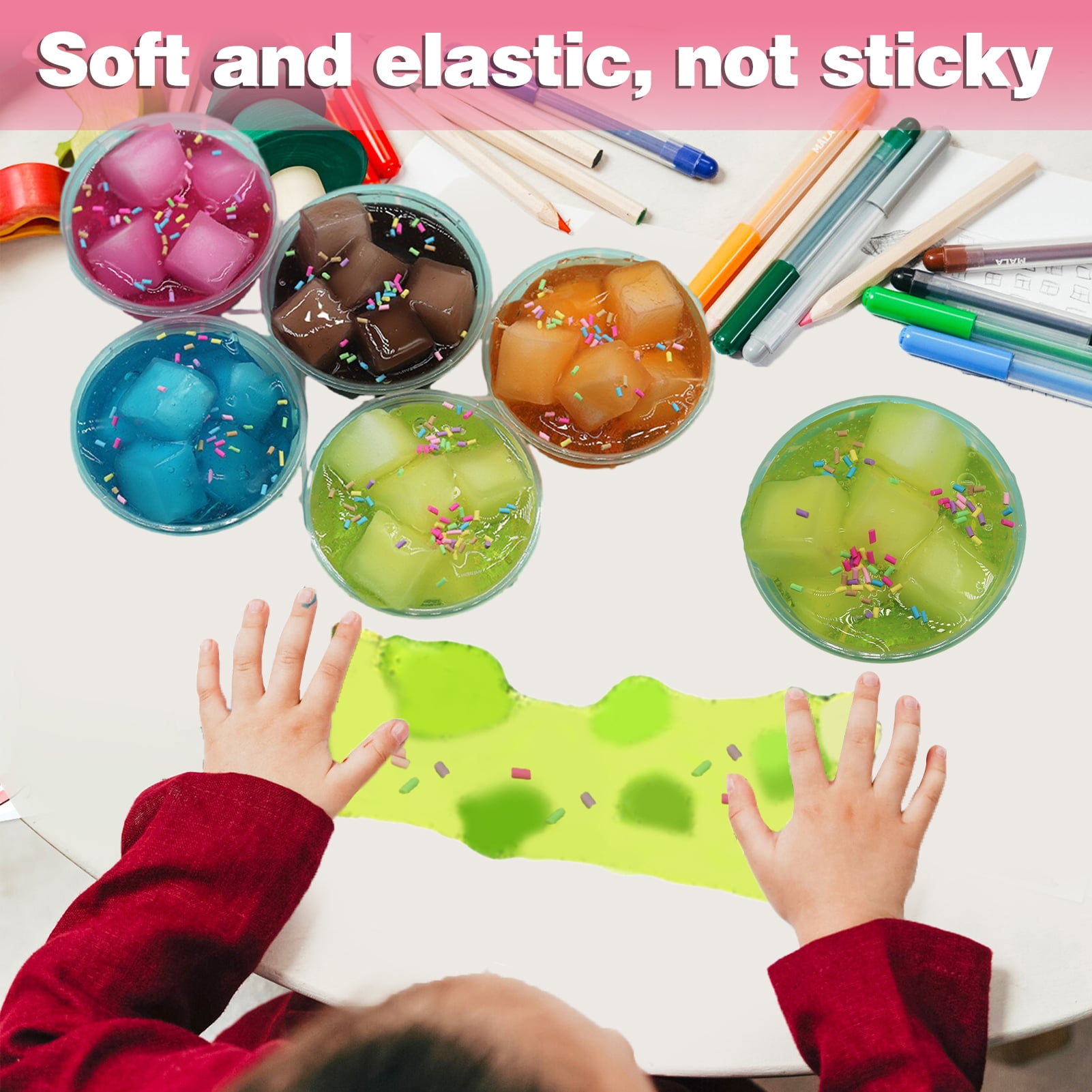 kiskick 60ml Colored Clay Toy - DIY Fluffy Stretchy Non-sticky Mud Clay ...