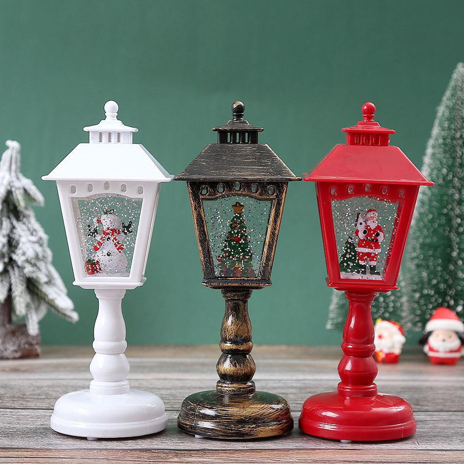 kiskick Battery Operated Christmas Snow Globe Candles Light Lamp ...