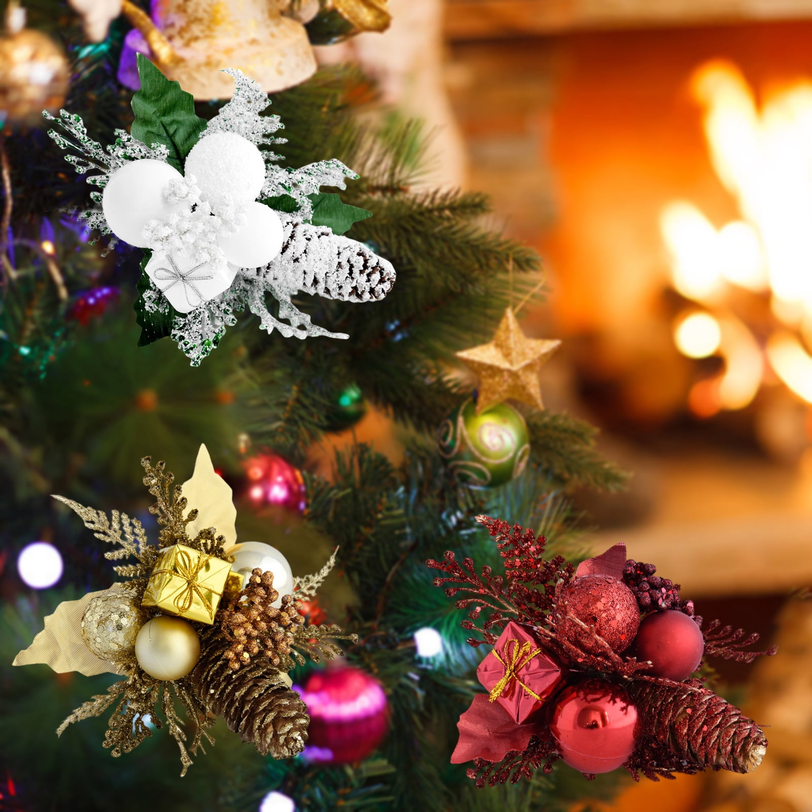 kiskick Bright Color Christmas Artificial Plant - Anti-fade Simulated ...