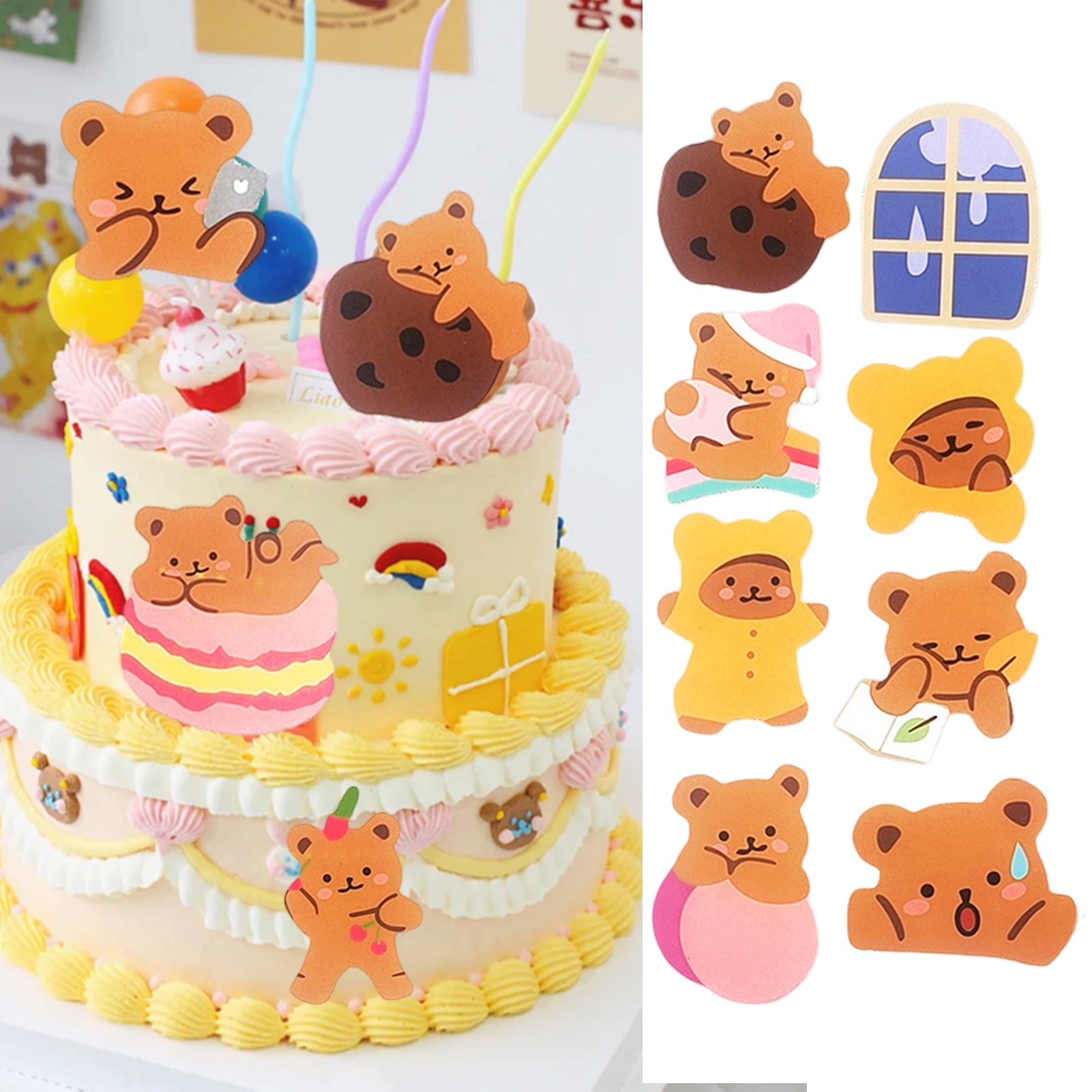 kiskick Cake Topper Set with Bear Pattern - Fadeless, Wear-resistant ...