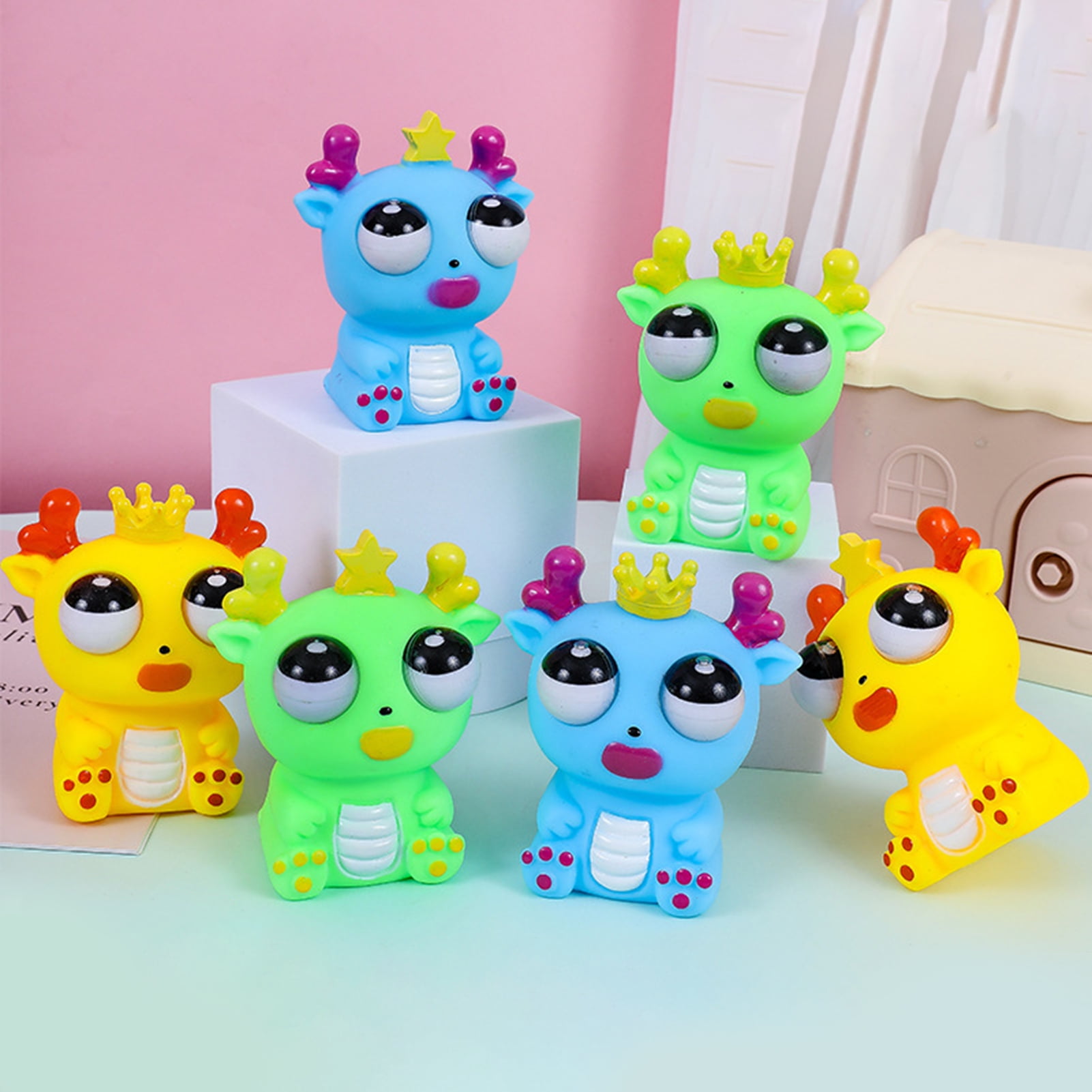kiskick Cartoon Dinosaur Squeeze Toy with Popping Eyes - Sensory Fidget ...