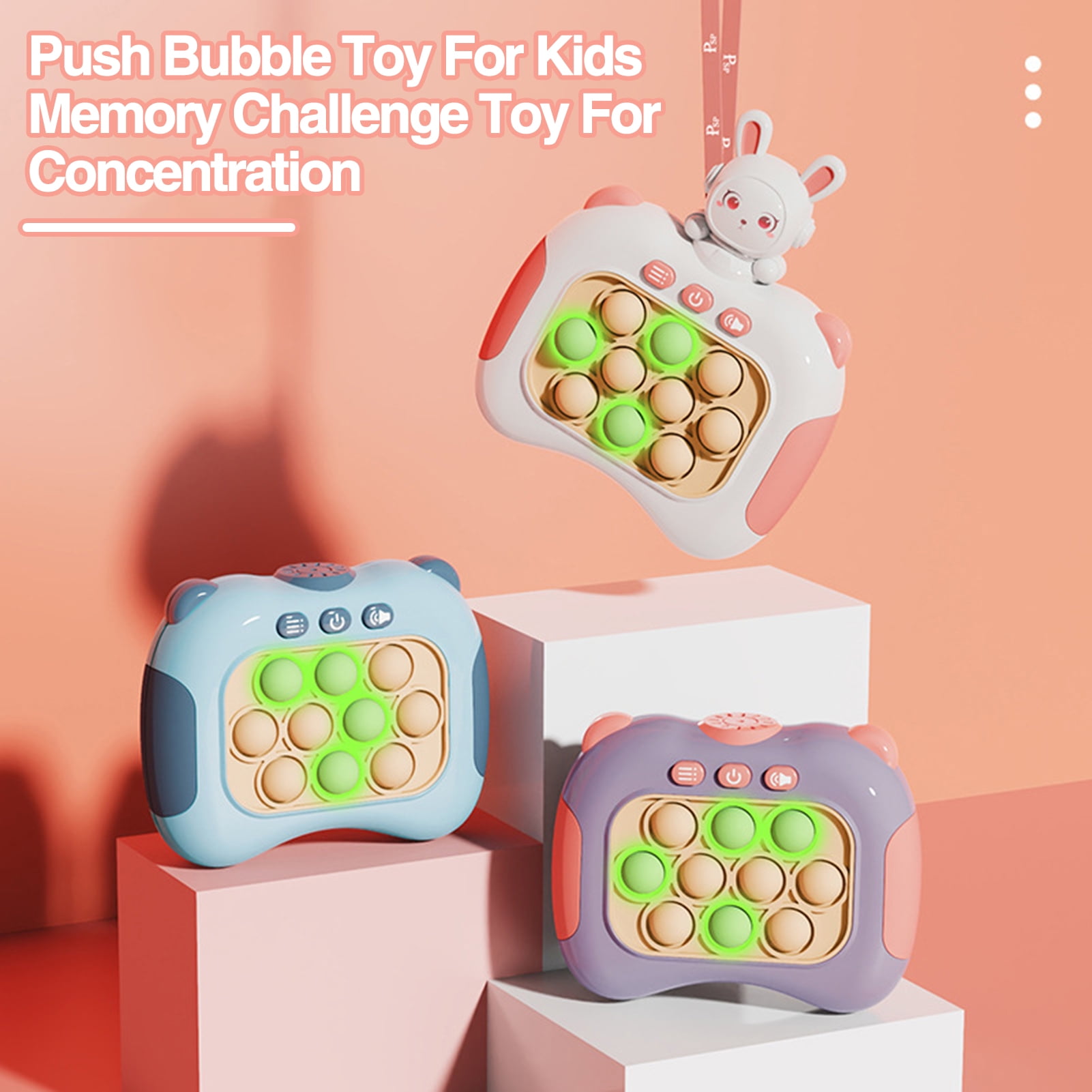 kiskick Cartoon Rabbit Push Bubble Game - Light Up 4 Modes Handheld ...