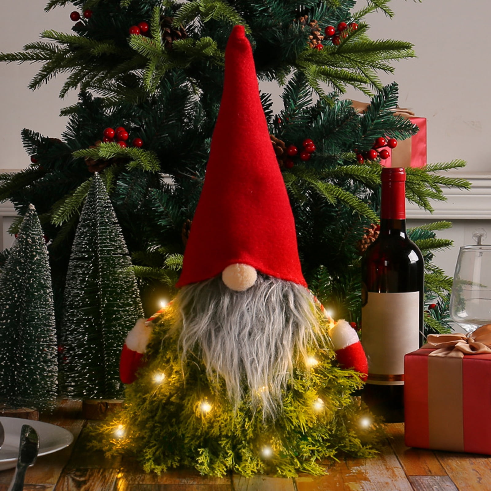 kiskick Christmas Gnome Doll Glowing Ornament, Realistic Artificial ...