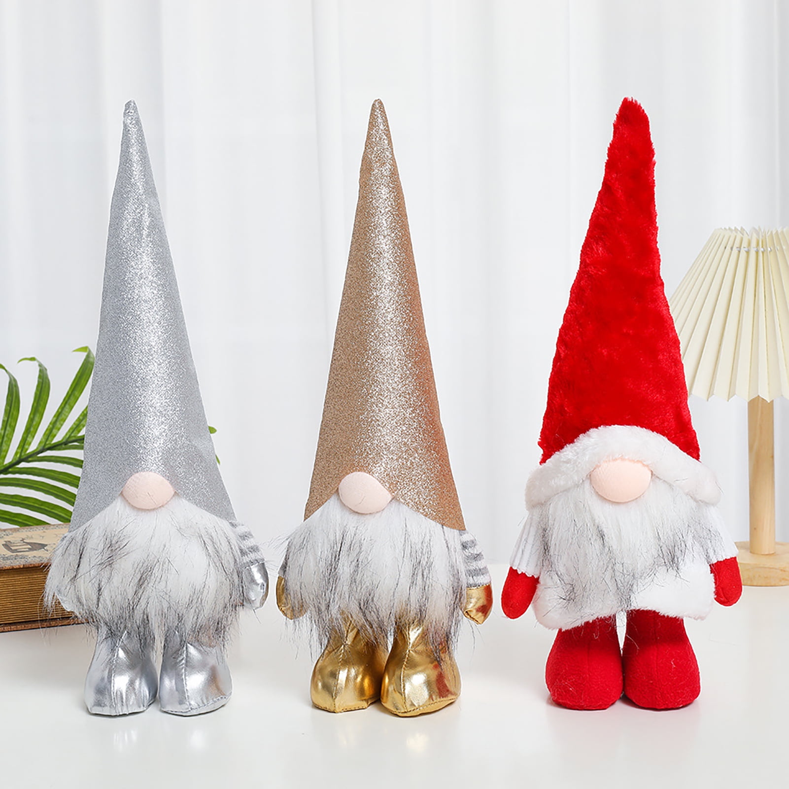 kiskick Christmas Gnome Doll Ornament, Lovely Red/Golden/Silver Color ...