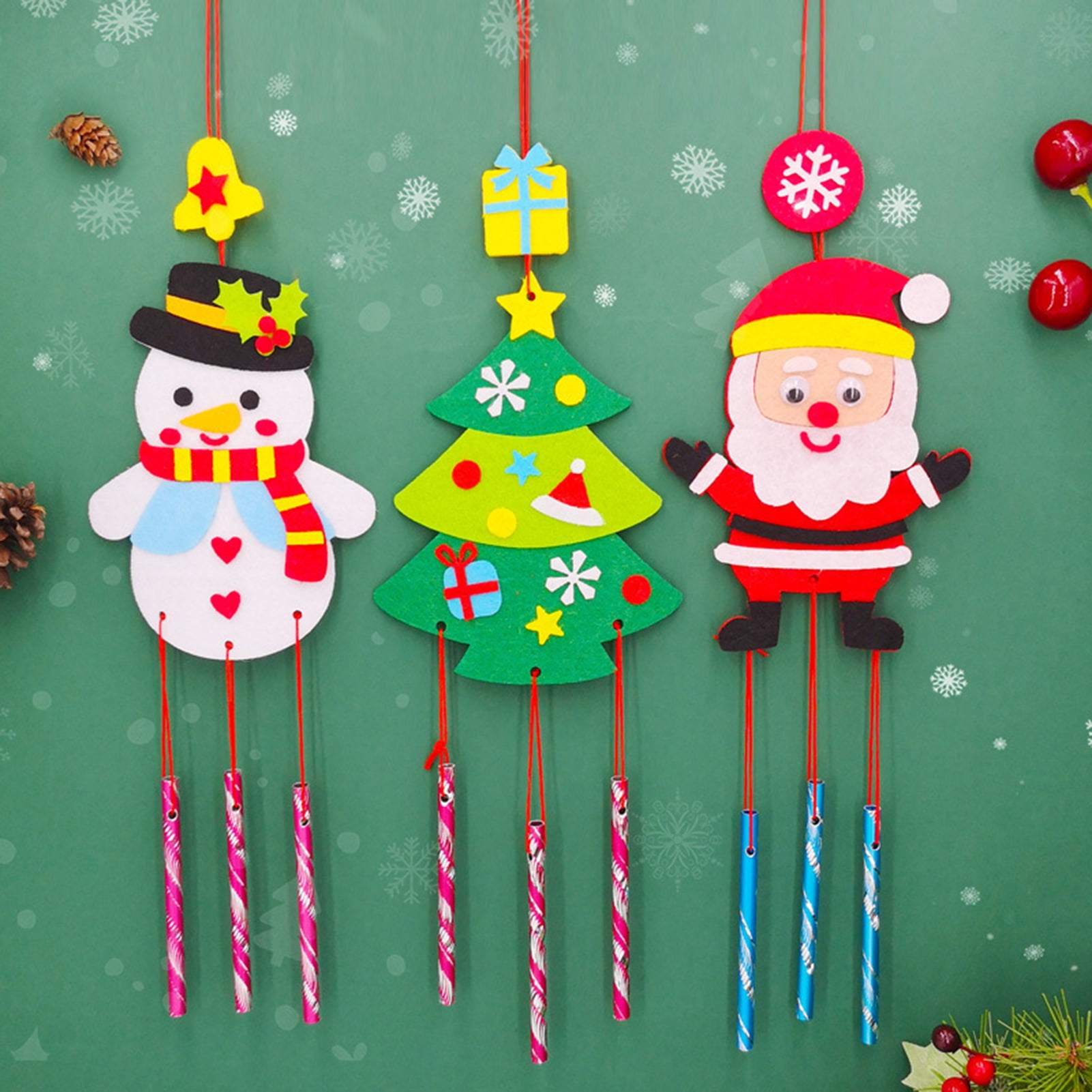 kiskick Christmas Theme Wind Chime DIY Kit – Snowman, Deer, Santa Claus ...
