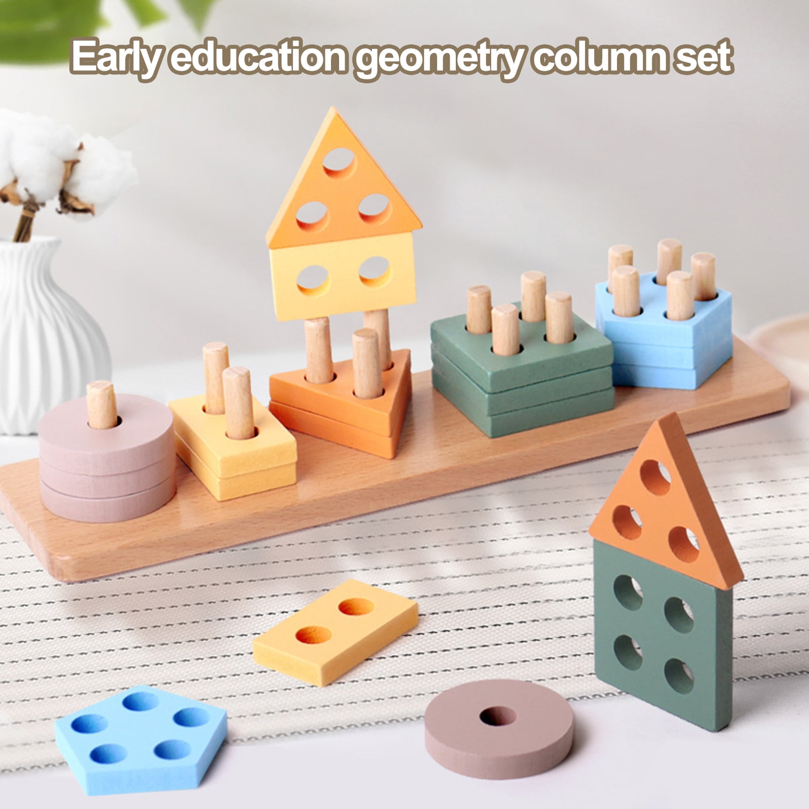 kiskick Colorful Shape Sorting Toy Develops Fine Motor Skills, Wood ...