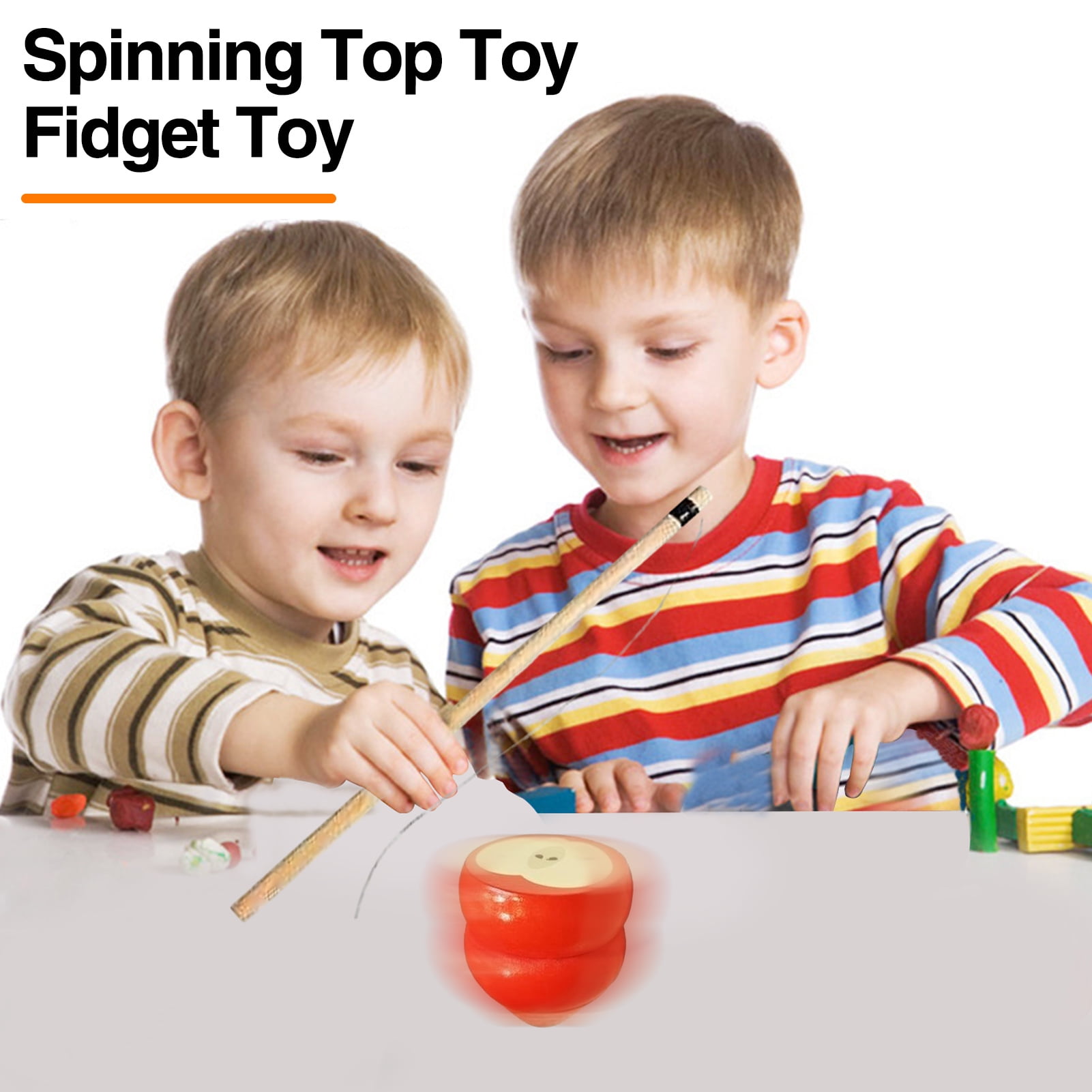 kiskick Colorful Wooden Spinning Top with Whip Rope - Cute Fruits Gyro ...