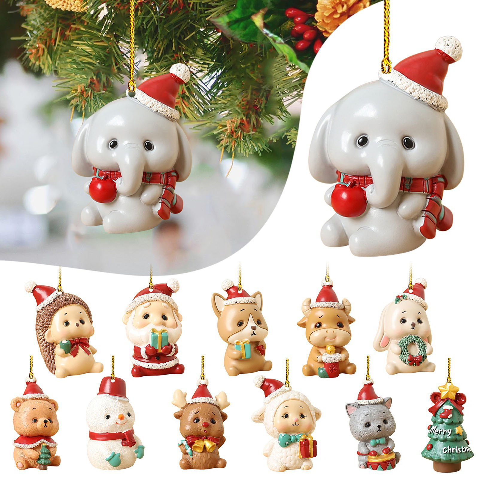kiskick Cute Animal Elephant Design Christmas Tree Pendant – Vibrant ...
