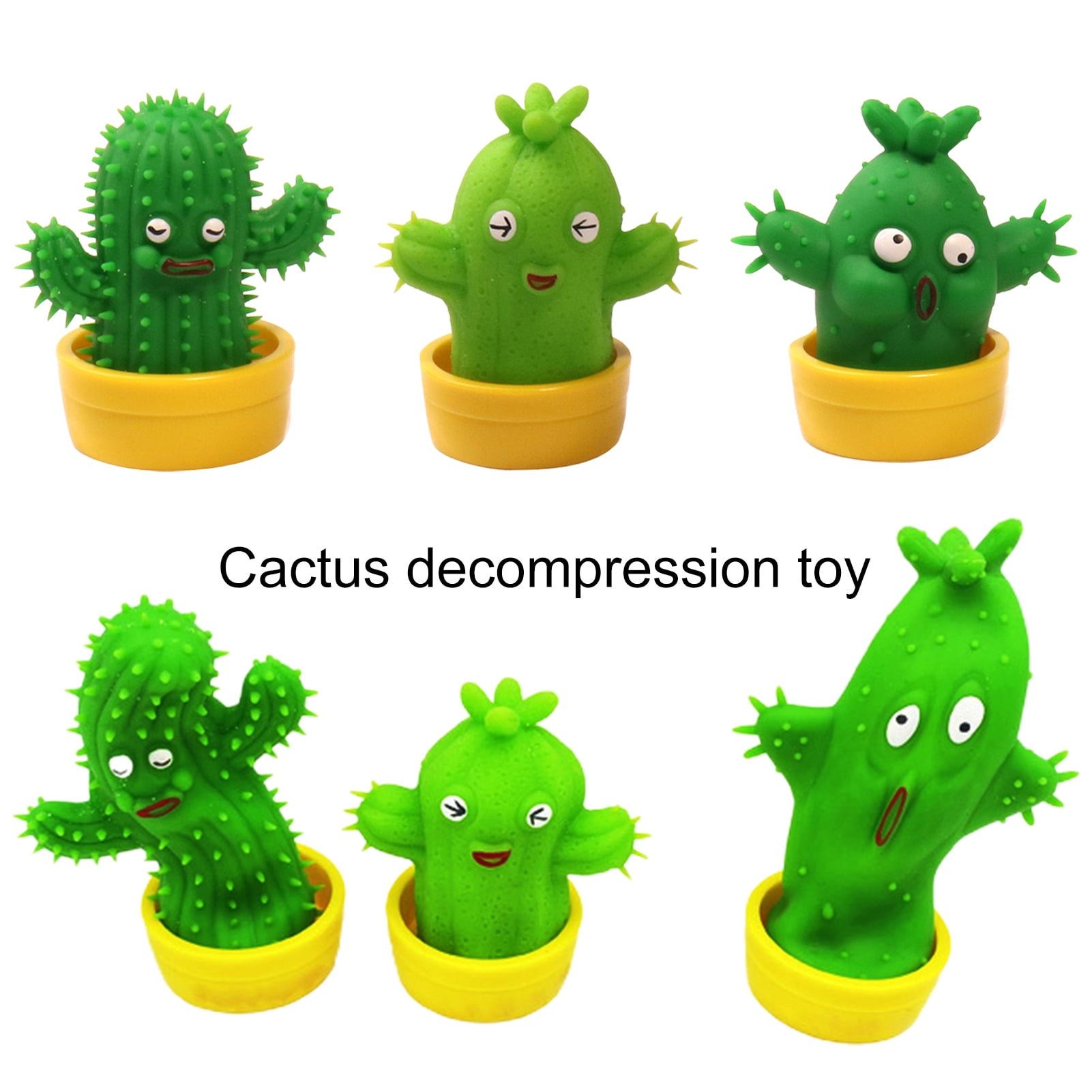 kiskick Cute Potted Cactus Squeeze Toy - Soft TPR Stretchable Pinch Toy ...