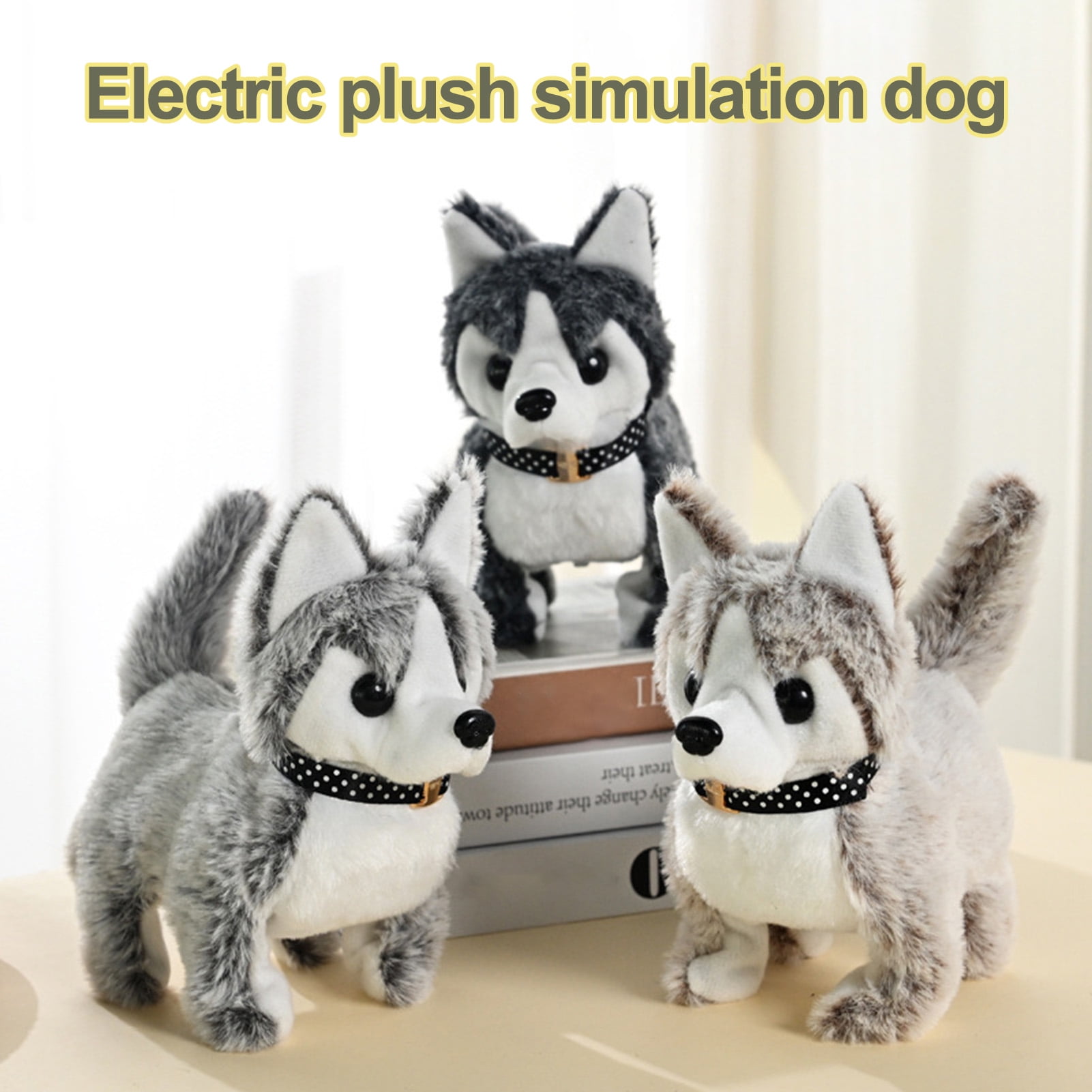 kiskick Electric Dog Plush Toy, Simulated Walking & Tail Wagging, Cute ...