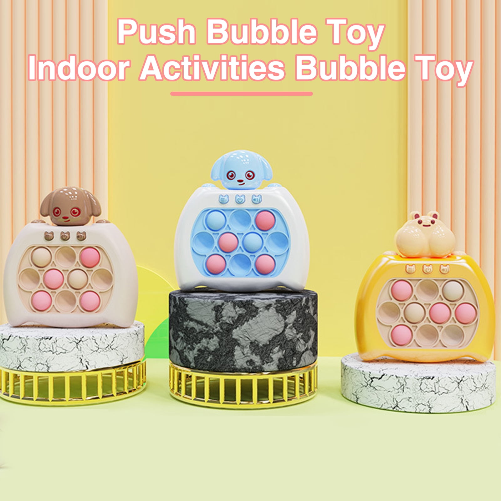 kiskick Fast Push Bubble Game Console with Light & Music - Handheld ...