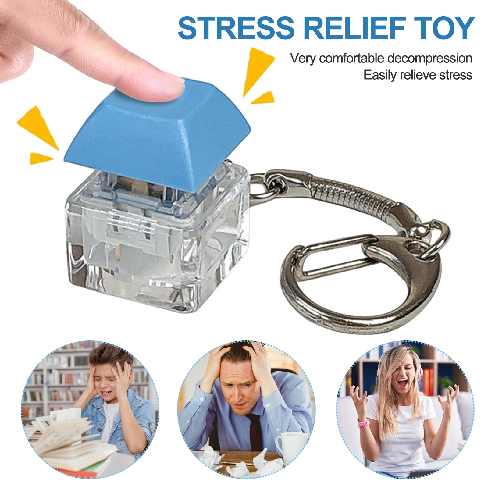 kiskick Fidget Toy Keyboard Keychain - Stress Relief for Adults & Kids ...