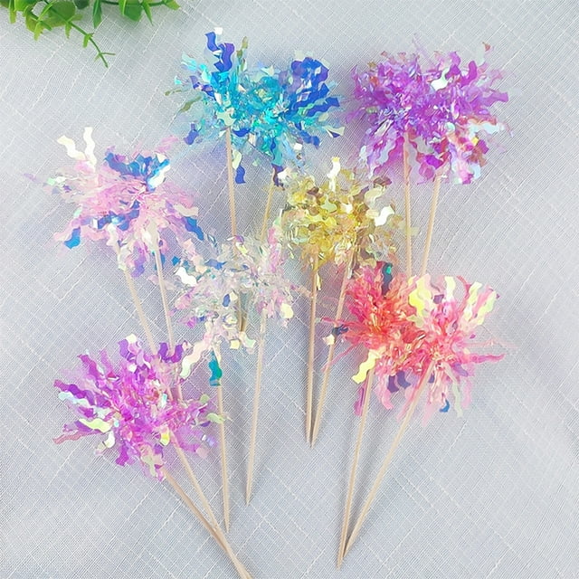 Kiskick Glittering Happy Birthday Cake Toppers 5pcs Colorful Diy