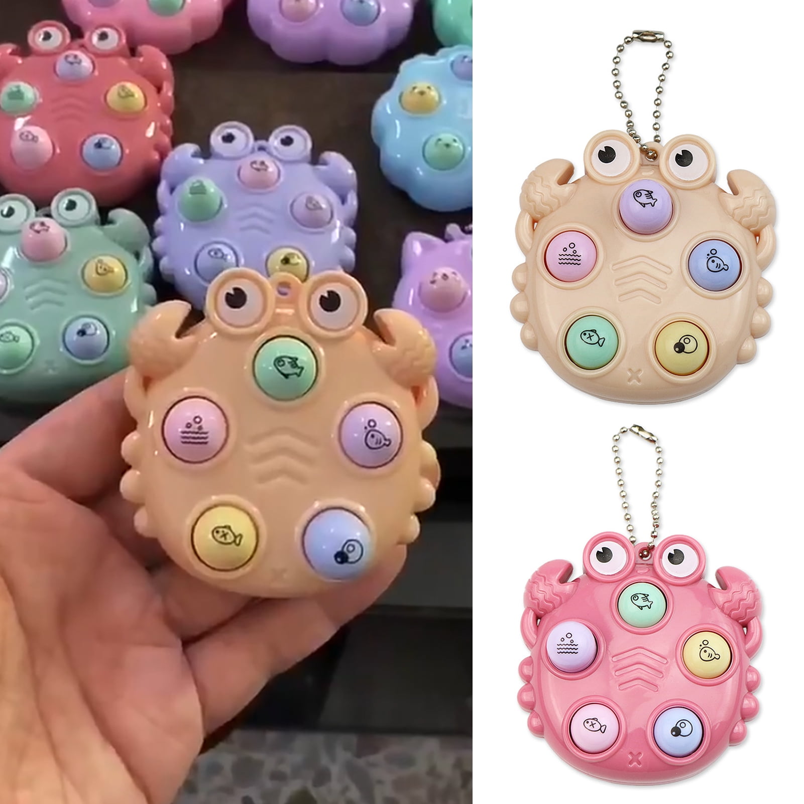 kiskick Interesting Nostalgic Crab Pendant Handheld Keychain Toy ...