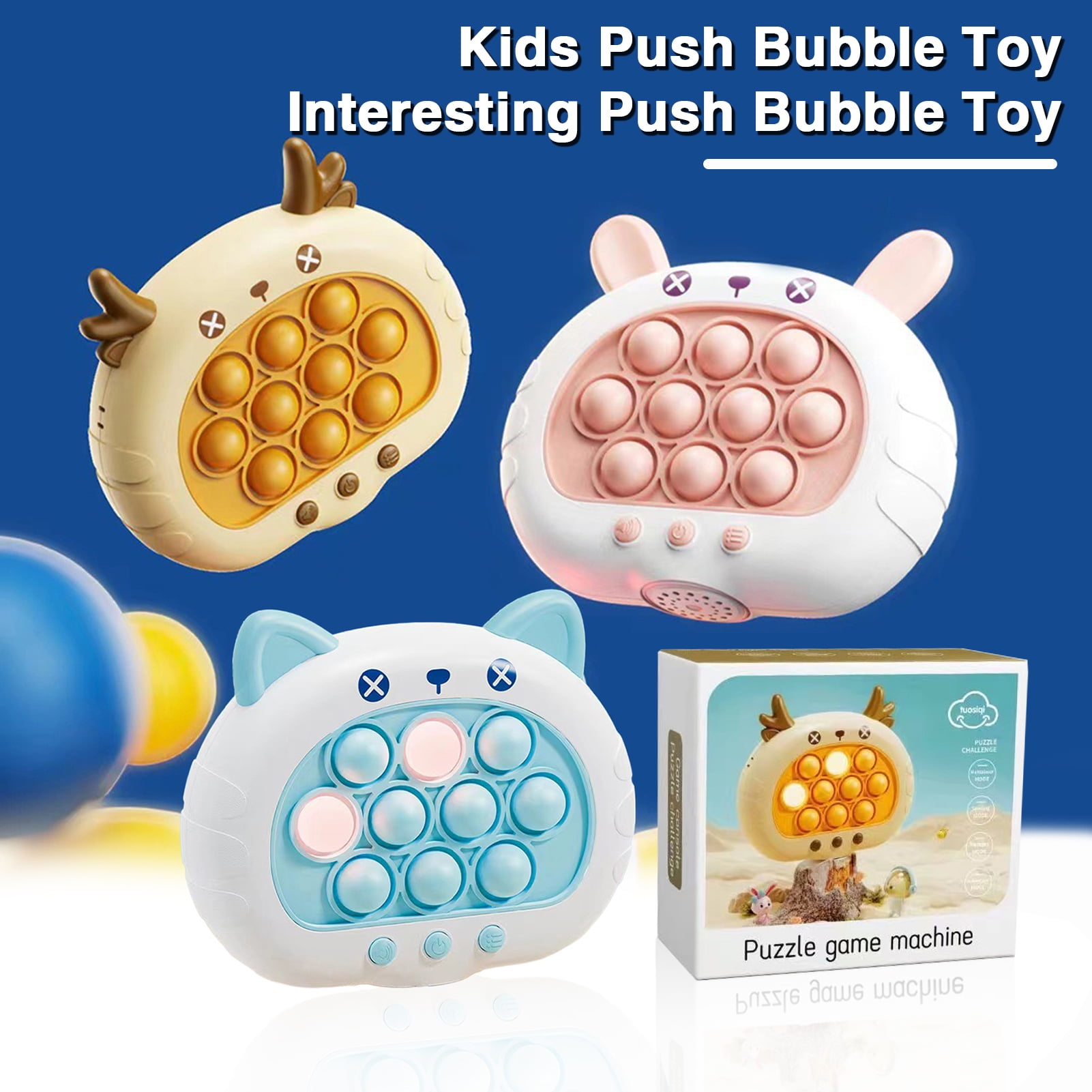 kiskick Light-Up 4 Modes Cartoon Animal Push Bubble Game - Early ...