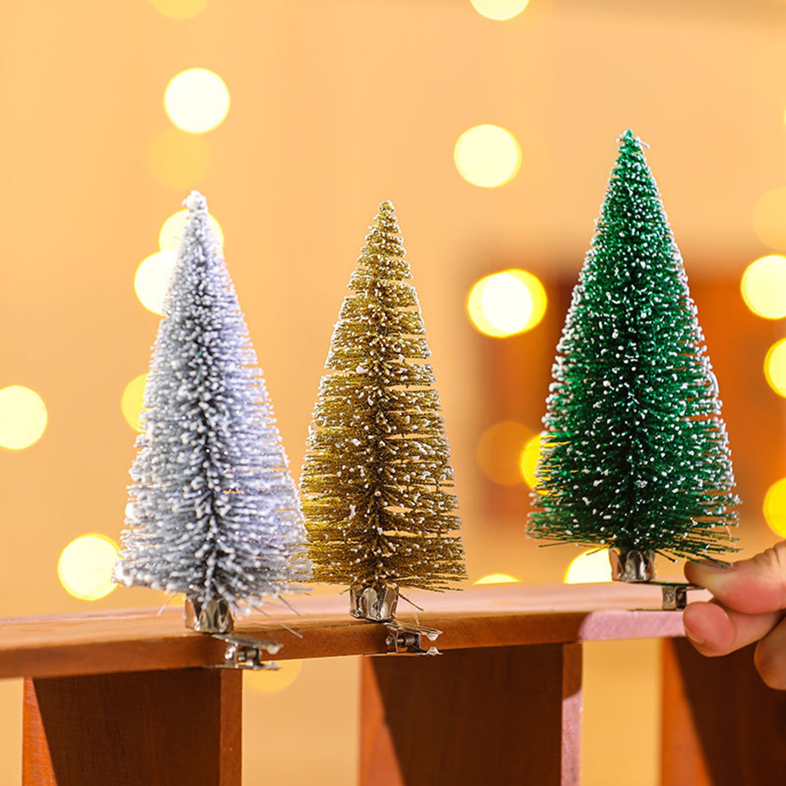 kiskick Mini Realistic Christmas Trees – Set of 3, Vivid Color, Non ...
