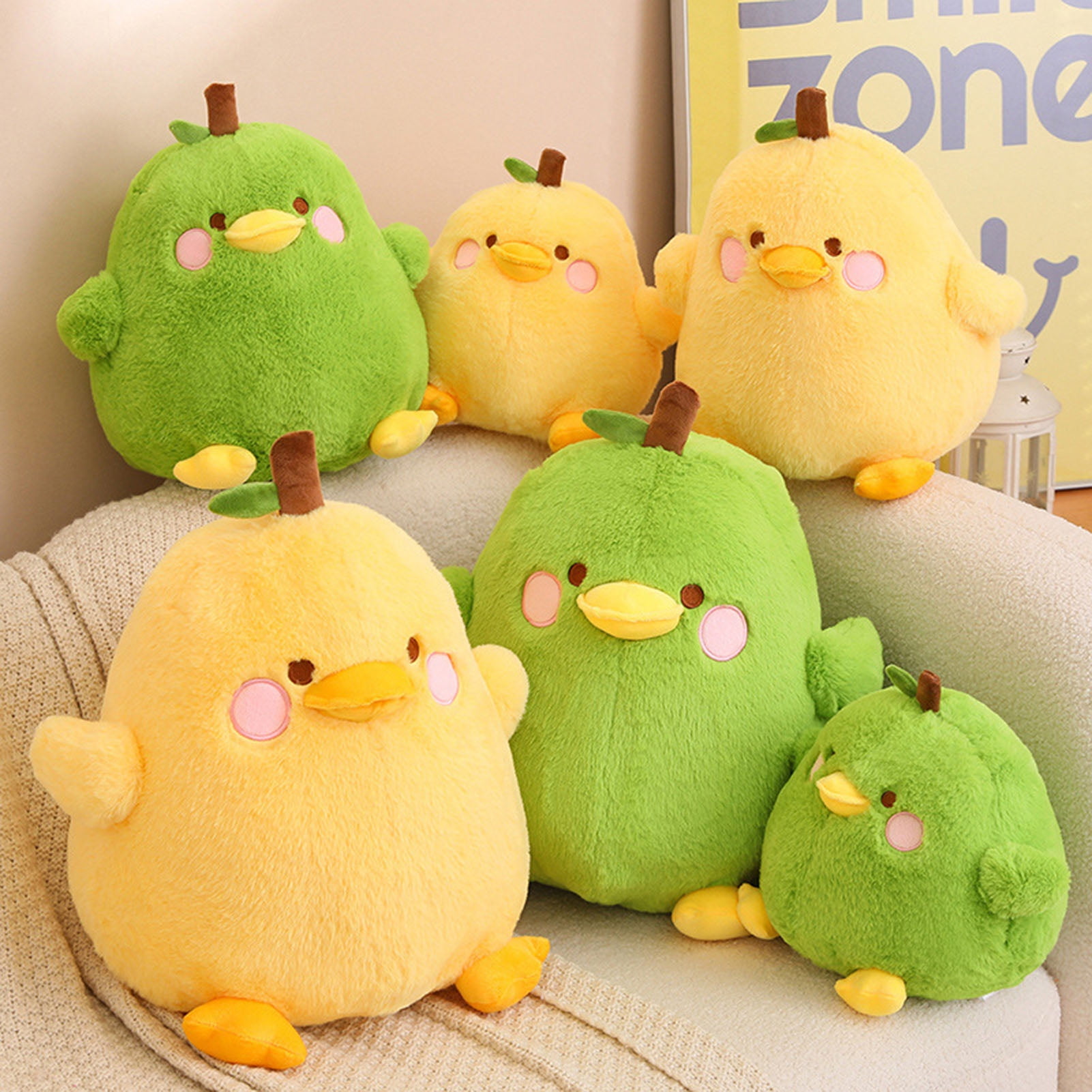 kiskick Pear Duck Doll 2-in-1 Plush Toy, Soft Stuffed Animal Sofa ...