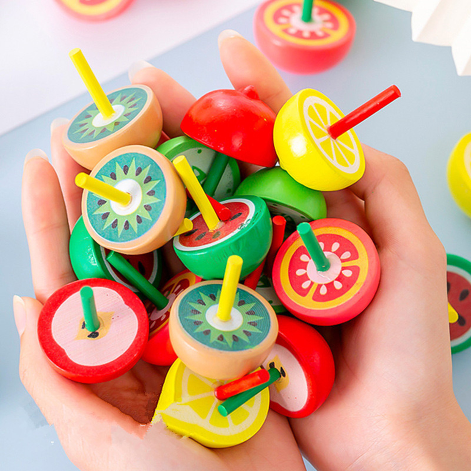 kiskick Pocket-sized Colorful Manual Rotating Fruit Gyro Spinning Top ...