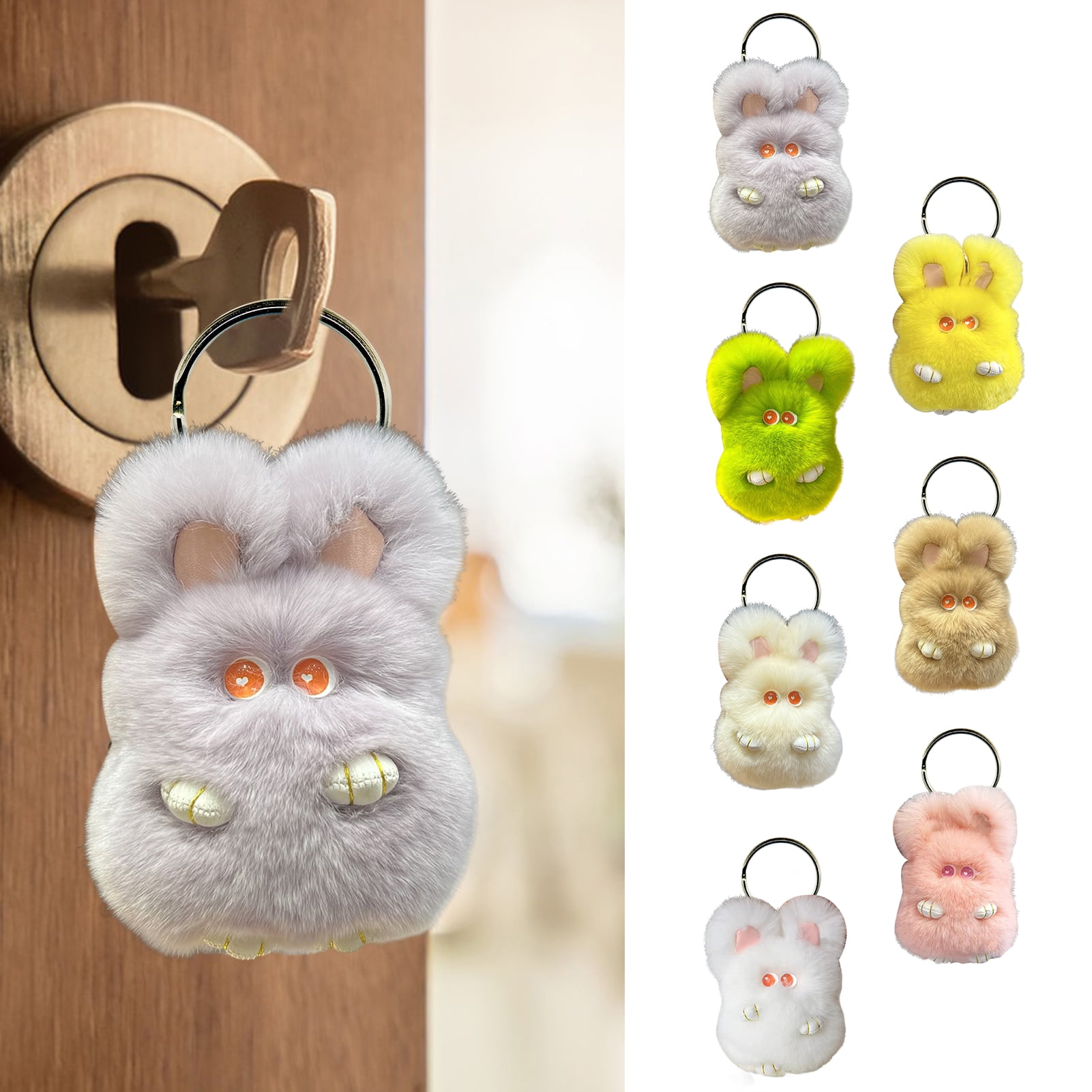 kiskick Rabbit Plush Pendant, Super Soft Faux Rabbit Fur, Cute Bunny ...